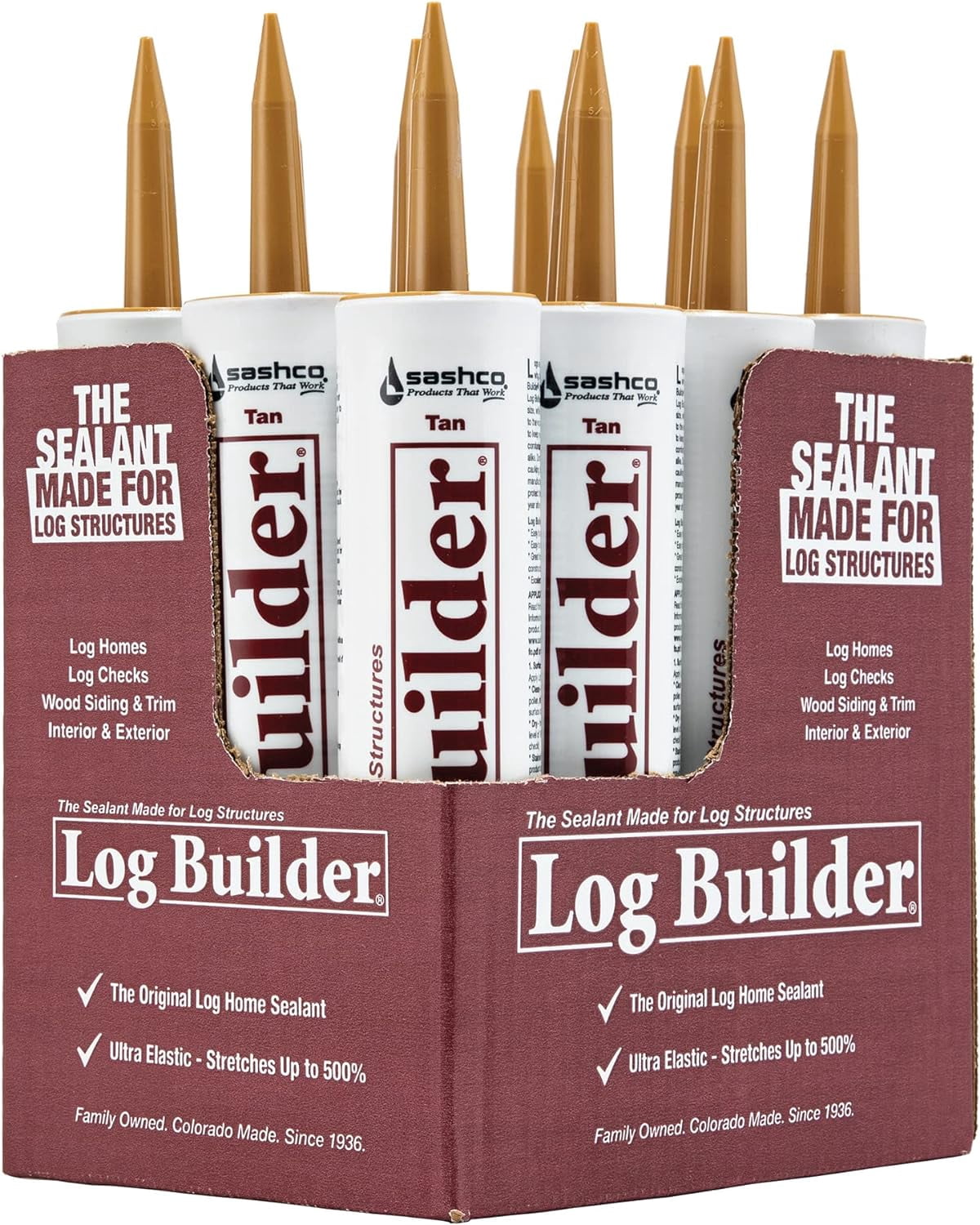 Sashco Log Builder Acrylic Latex Chinking Caulk, 30 oz Cartridge, Tan ...