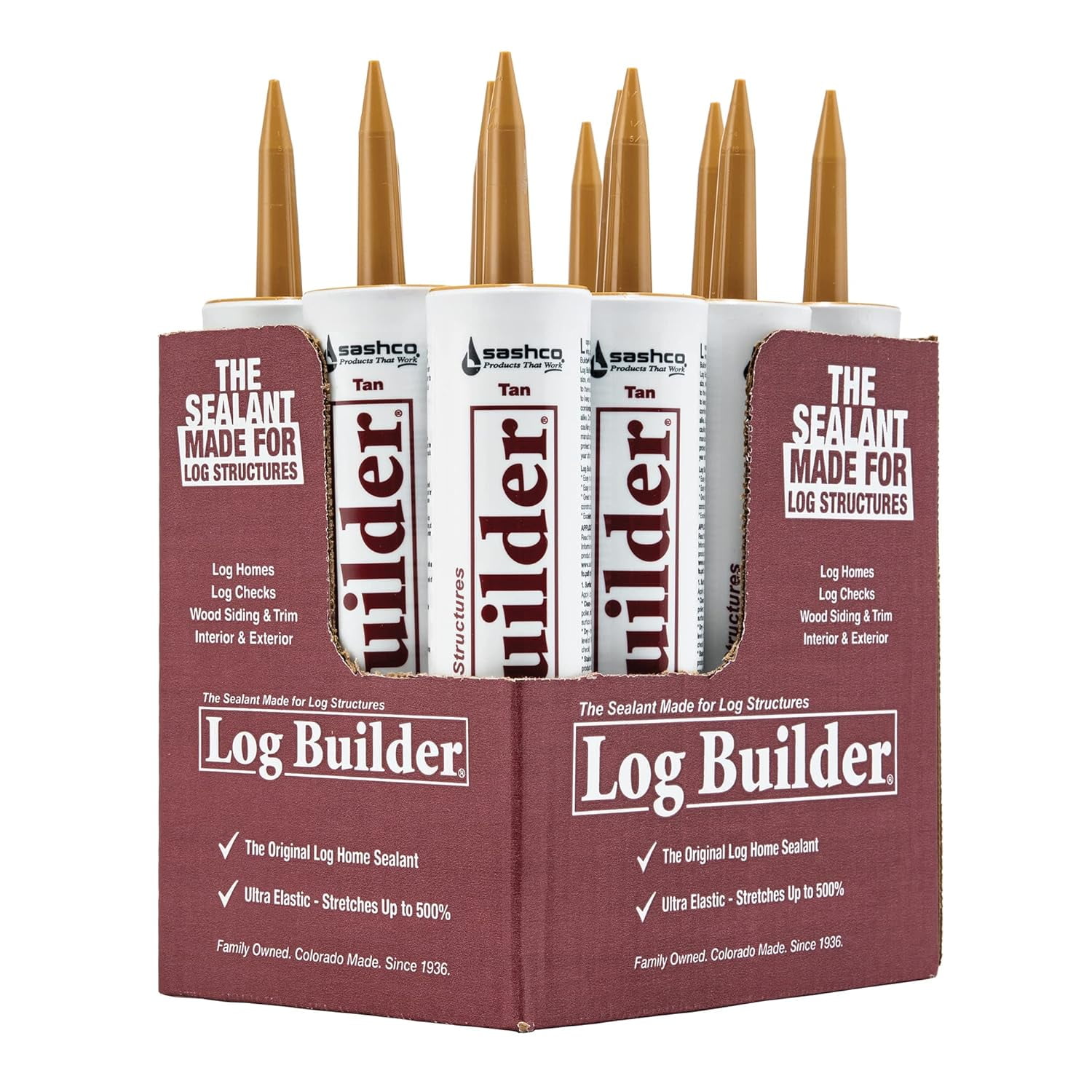 Sashco Log Builder Acrylic Latex Chinking Sealant, 10.5 oz Cartridge ...