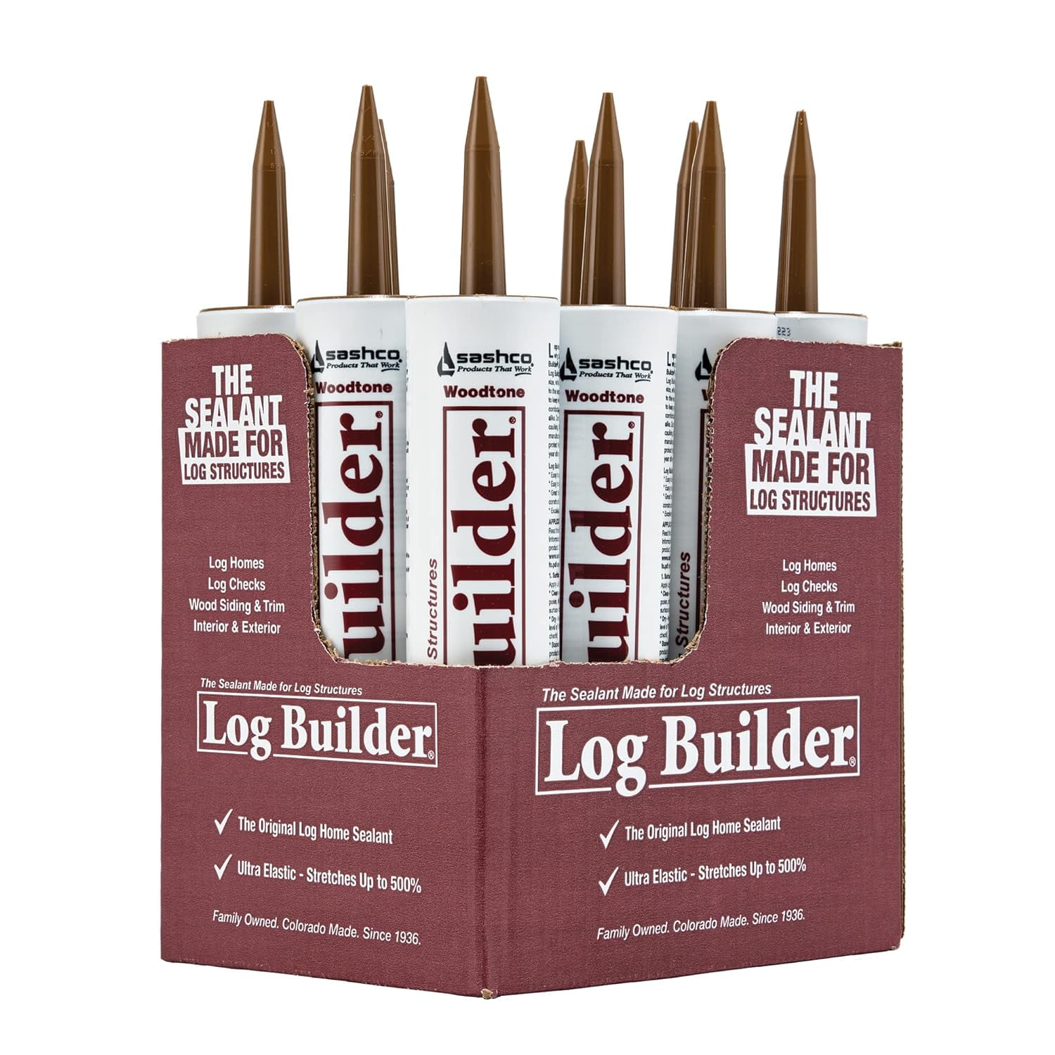 Sashco Log Builder Acrylic Latex Sealant, 10.5 oz Cartridge, Woodtone ...