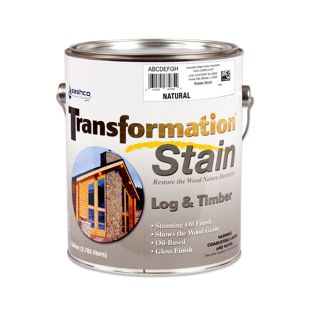 Sashco Transformation Log and Timber Stain, 1 Gallon Pail, Natural Pack ...