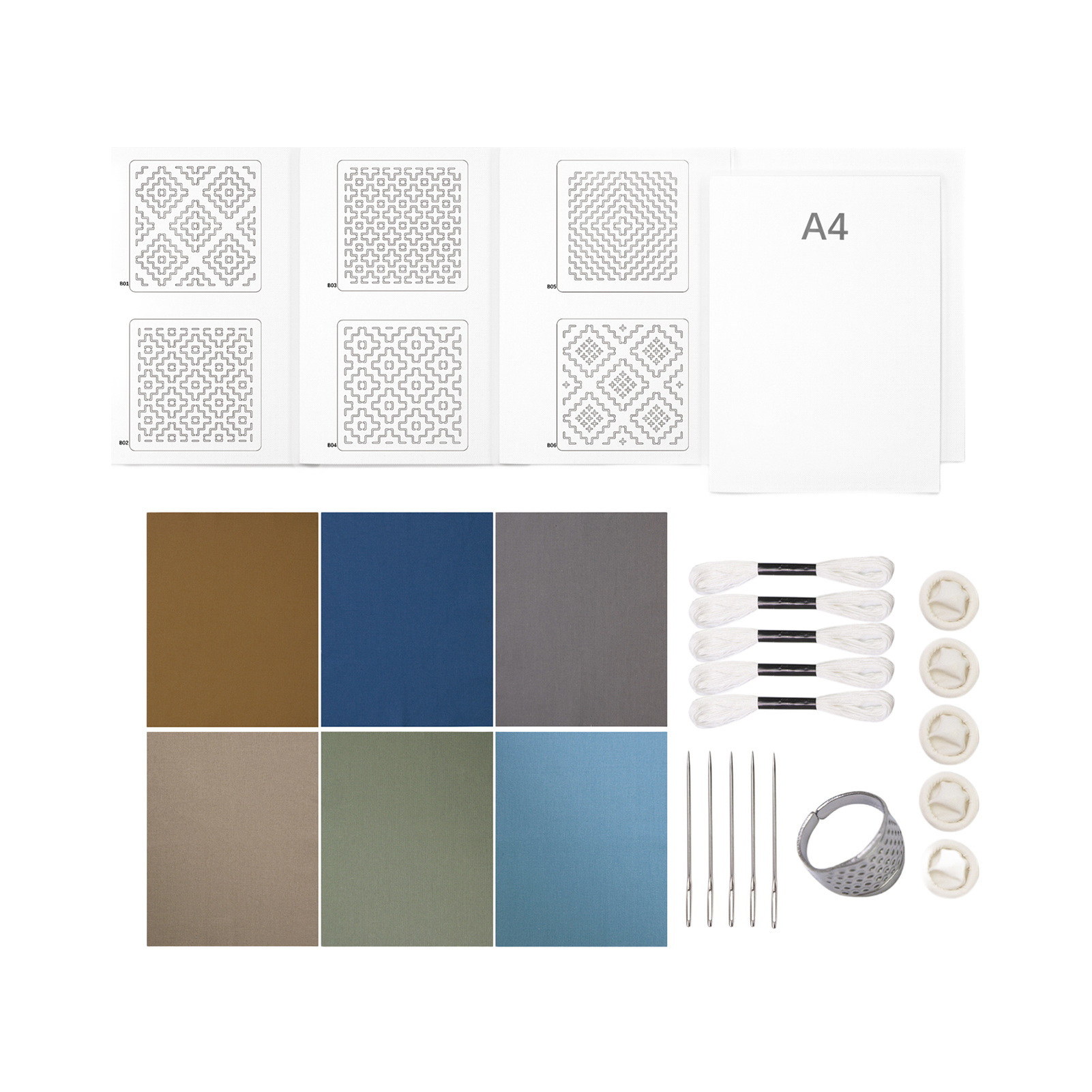 Sashiko Embroidery Kit Water Soluble Fabric Needles Thread Thimble DIY ...