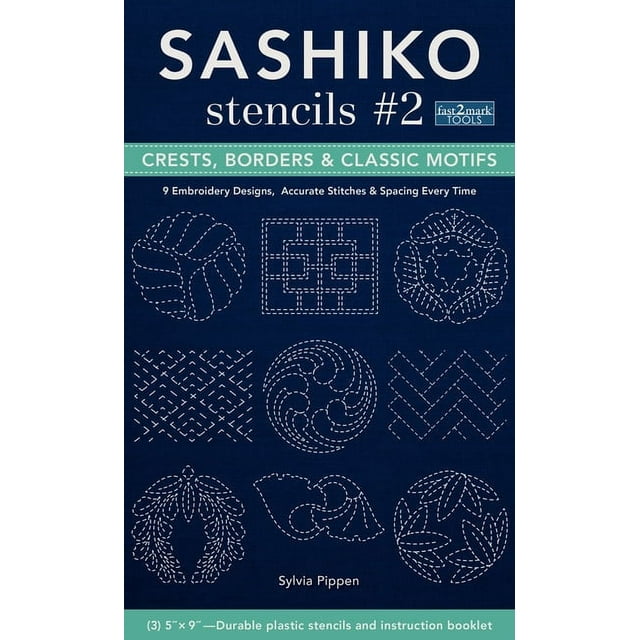 Sashiko Stencils #2 Crests, Borders & Classic Motifs : 9 Embroidery ...