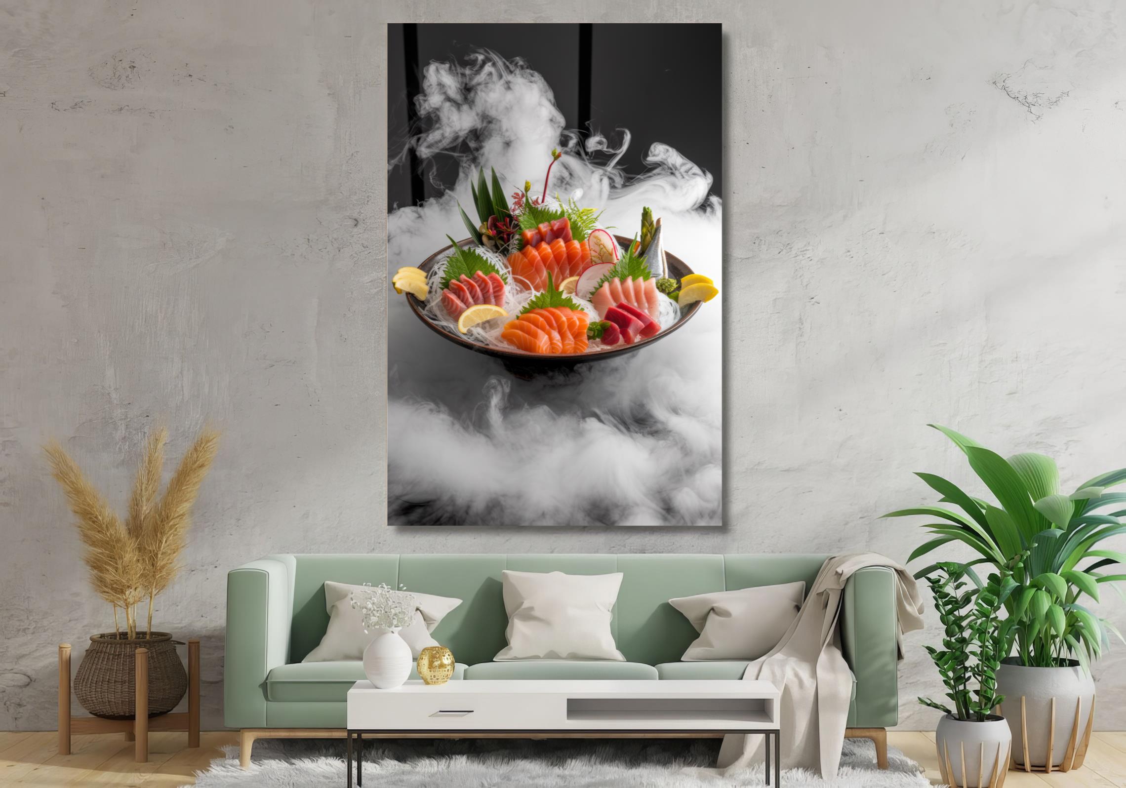 Sashimi and sushi food poster, Traditional Japanese sashimi ...