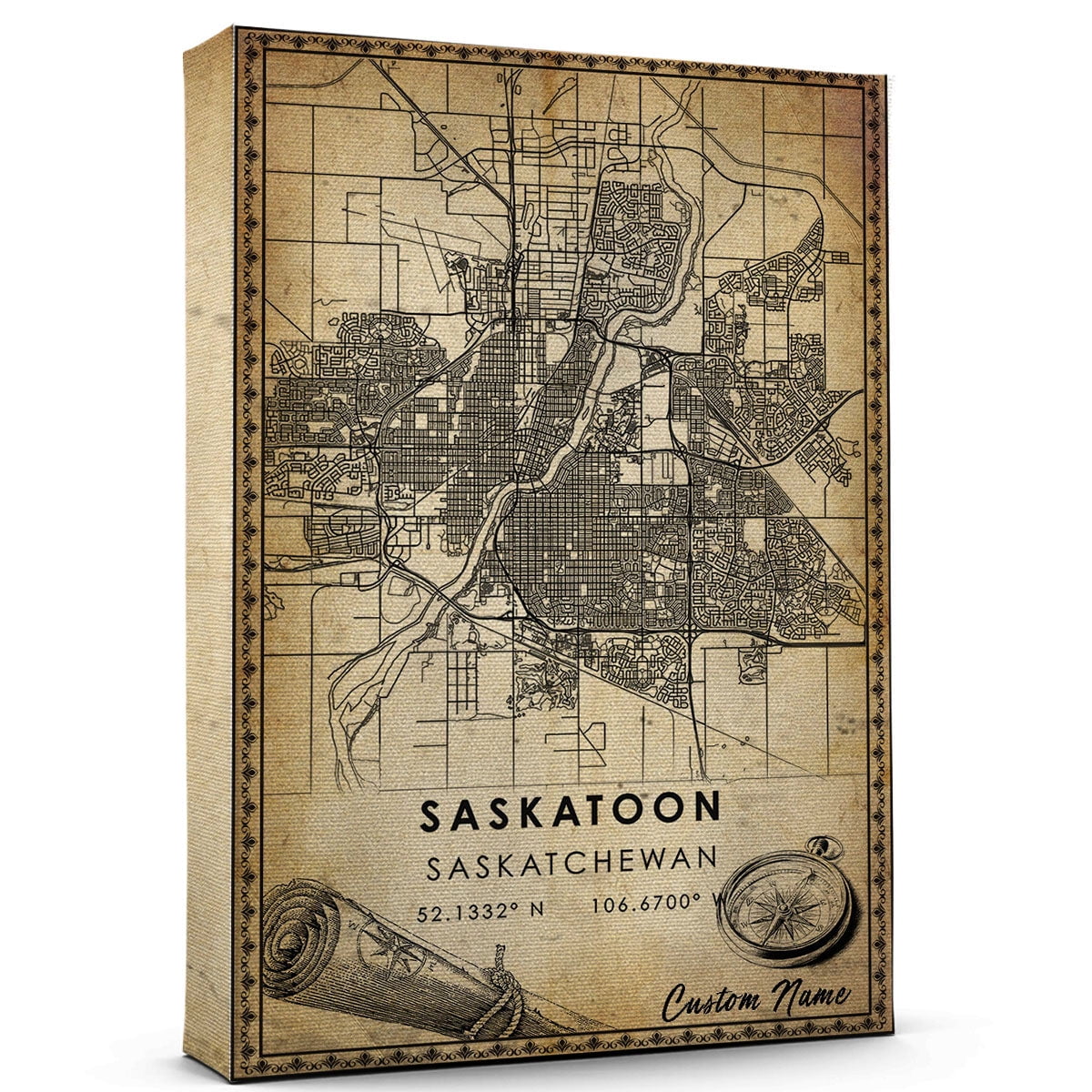 Saskatoon Map Poster, Saskatchewan Map Art Poster, Canvas, Saskatoon ...