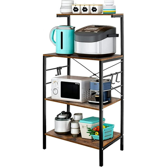 Sasoiky Bakers Rack for Kitchen 4-Tier Kitchen Storage Shelf Rack ...