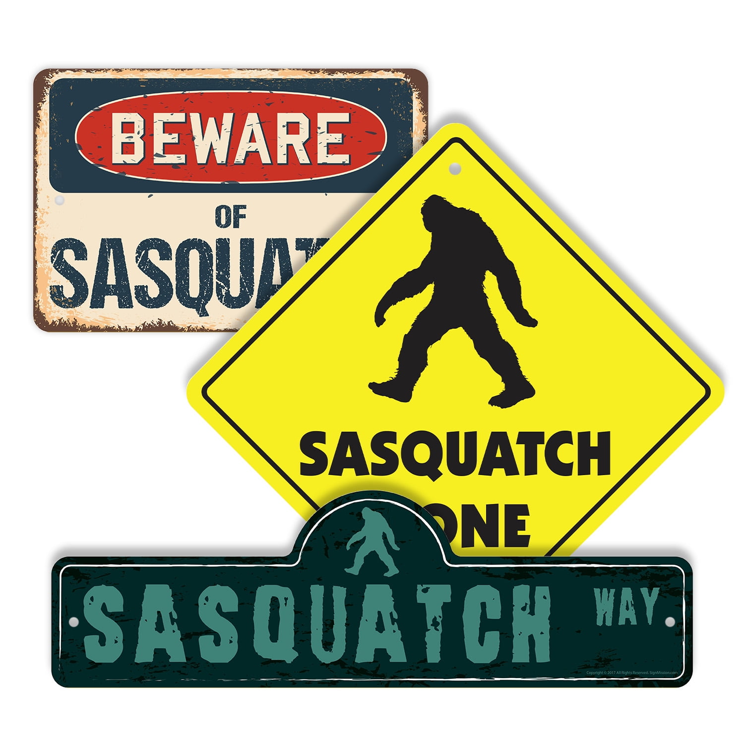 Sasquatch (3 Pack) Large Plastic Street Sign Crossing Sign Warning Sign ...