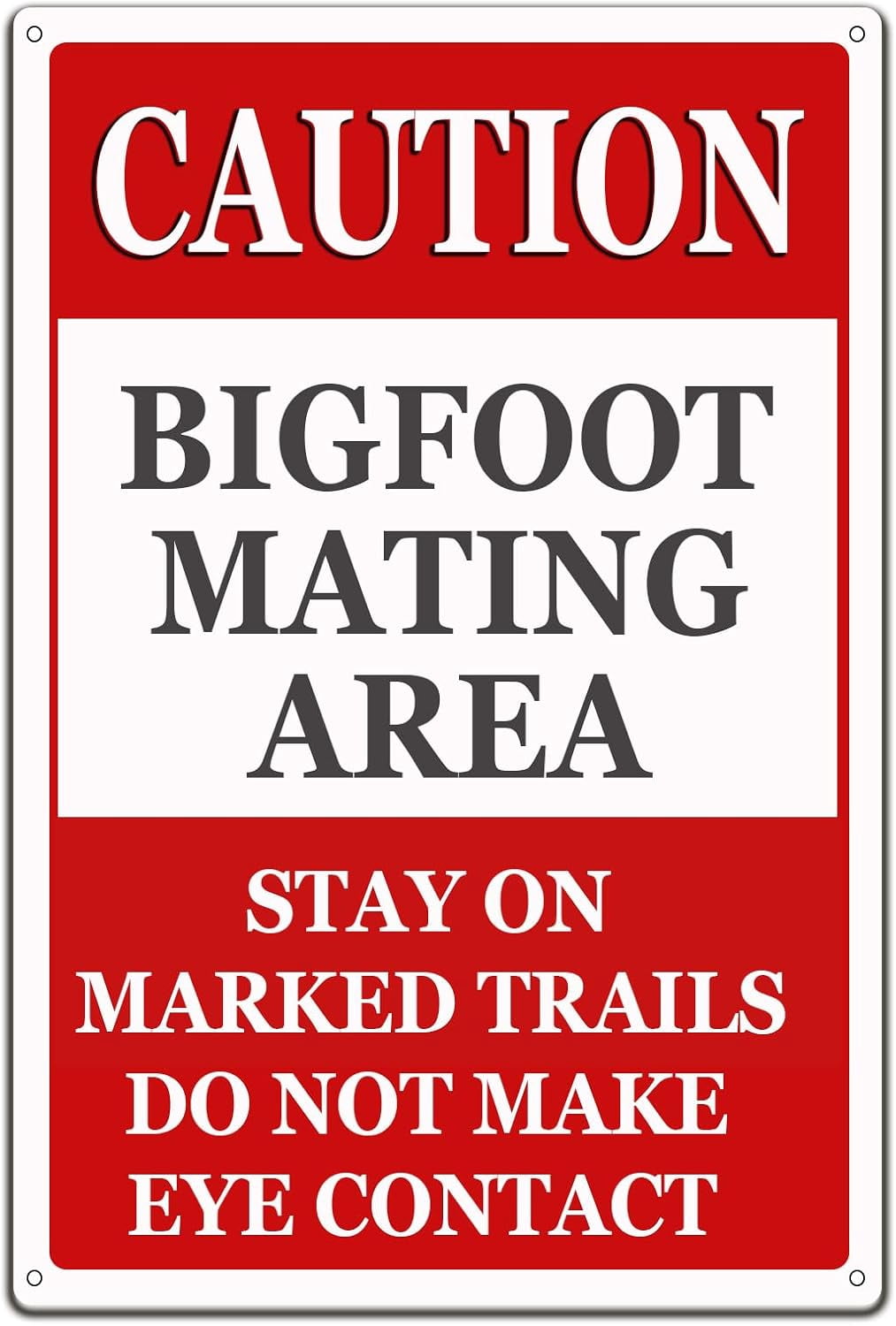 Sasquatch Art Decor Vintage Tin Sign Caution Bigfoot Mating Area Funny ...