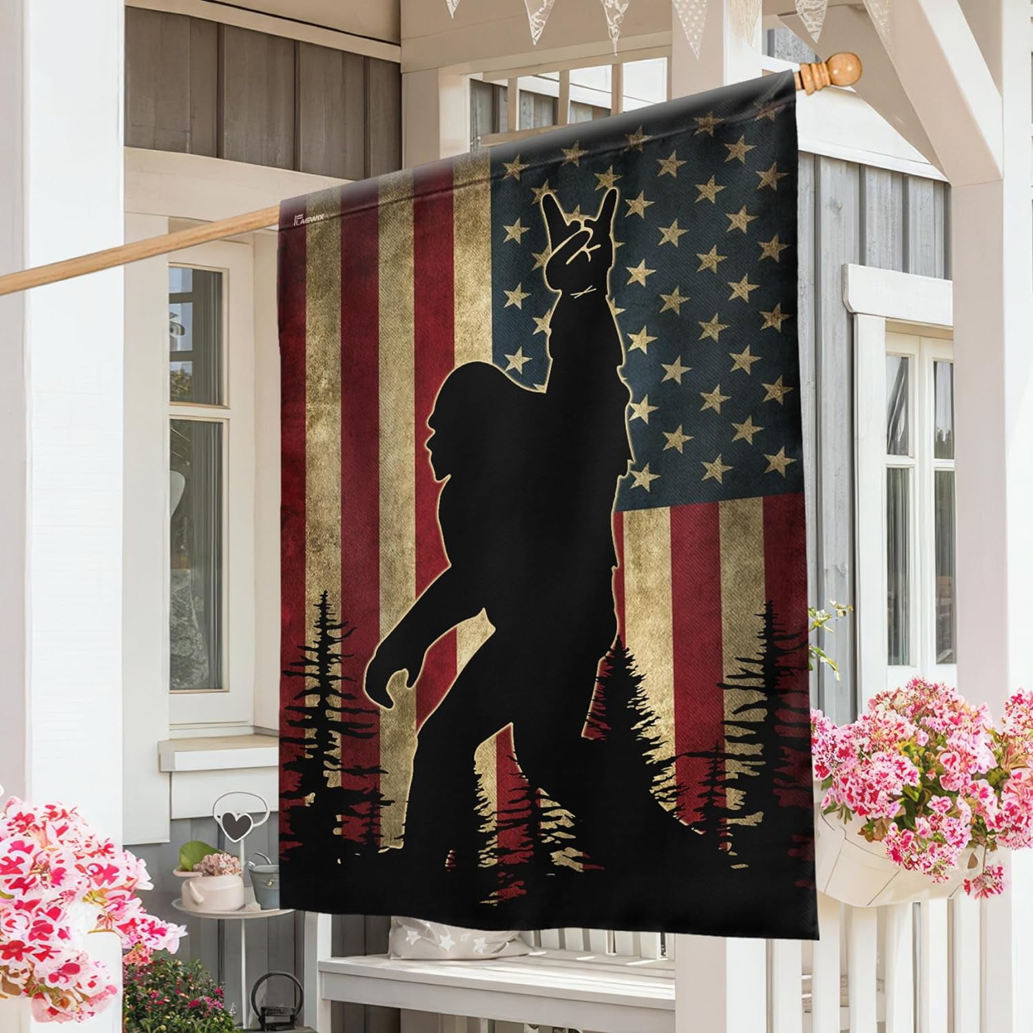 Sasquatch Bigfoot American Flag - 4th of July, Independence Day ...
