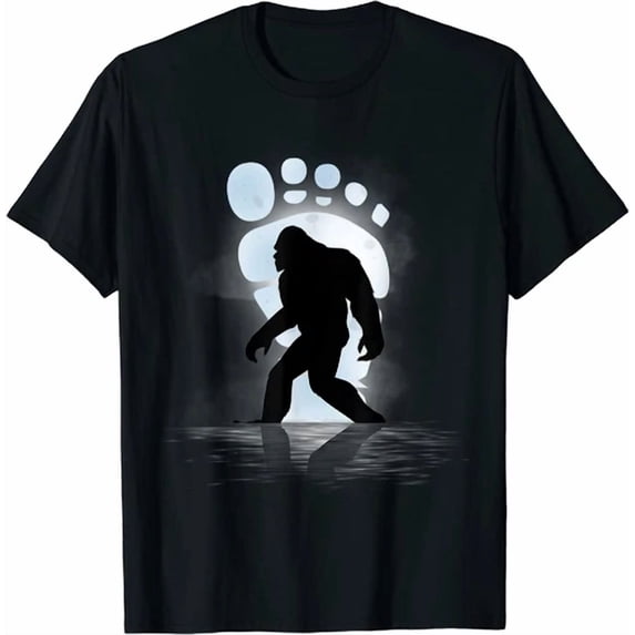 Sasquatch Bigfoot Footprint Moon Light Women Men Funny T-Shirt ...