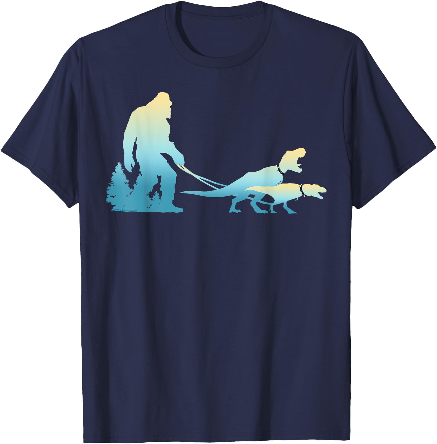 Sasquatch Bigfoot Walking T-Rex Dinosaurs Funny Dinosaur Unisex T-Shirt for Men Women Kids,Navy ...