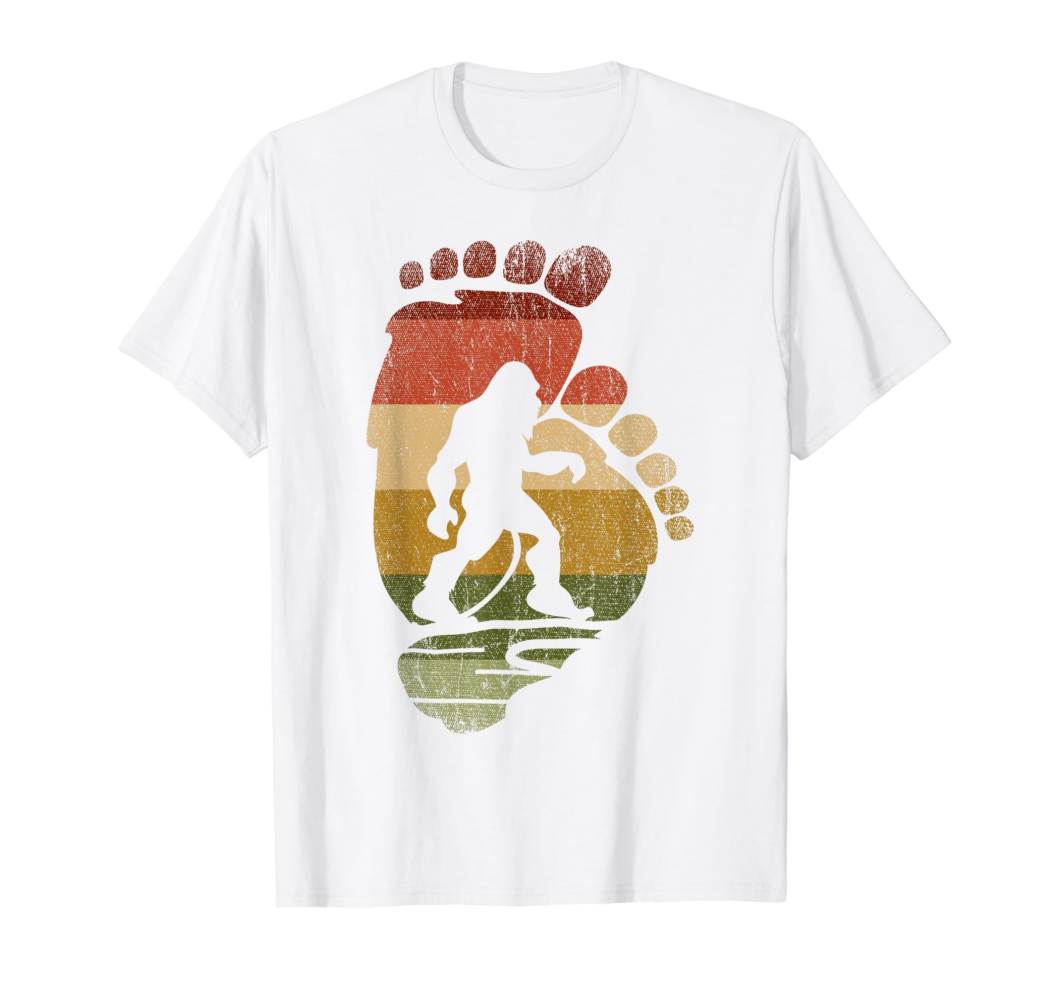 Sasquatch Conspiracy Theory Cryptid Retro Footprint Bigfoot White Cotton T-Shirt - Walmart.com
