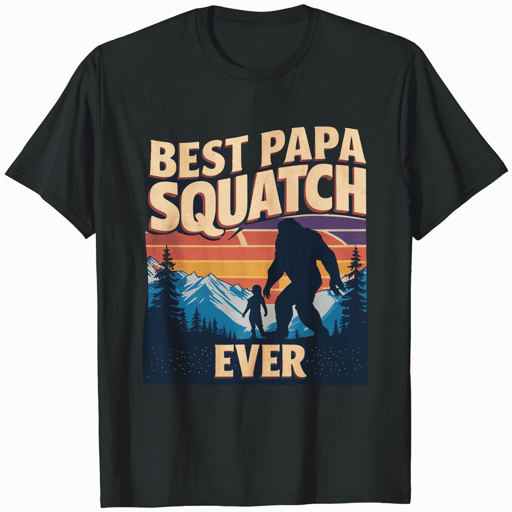 Sasquatch Dad Best Papa Squatch Ever Bigfoot Dad Fathers Day T-Shirt ...