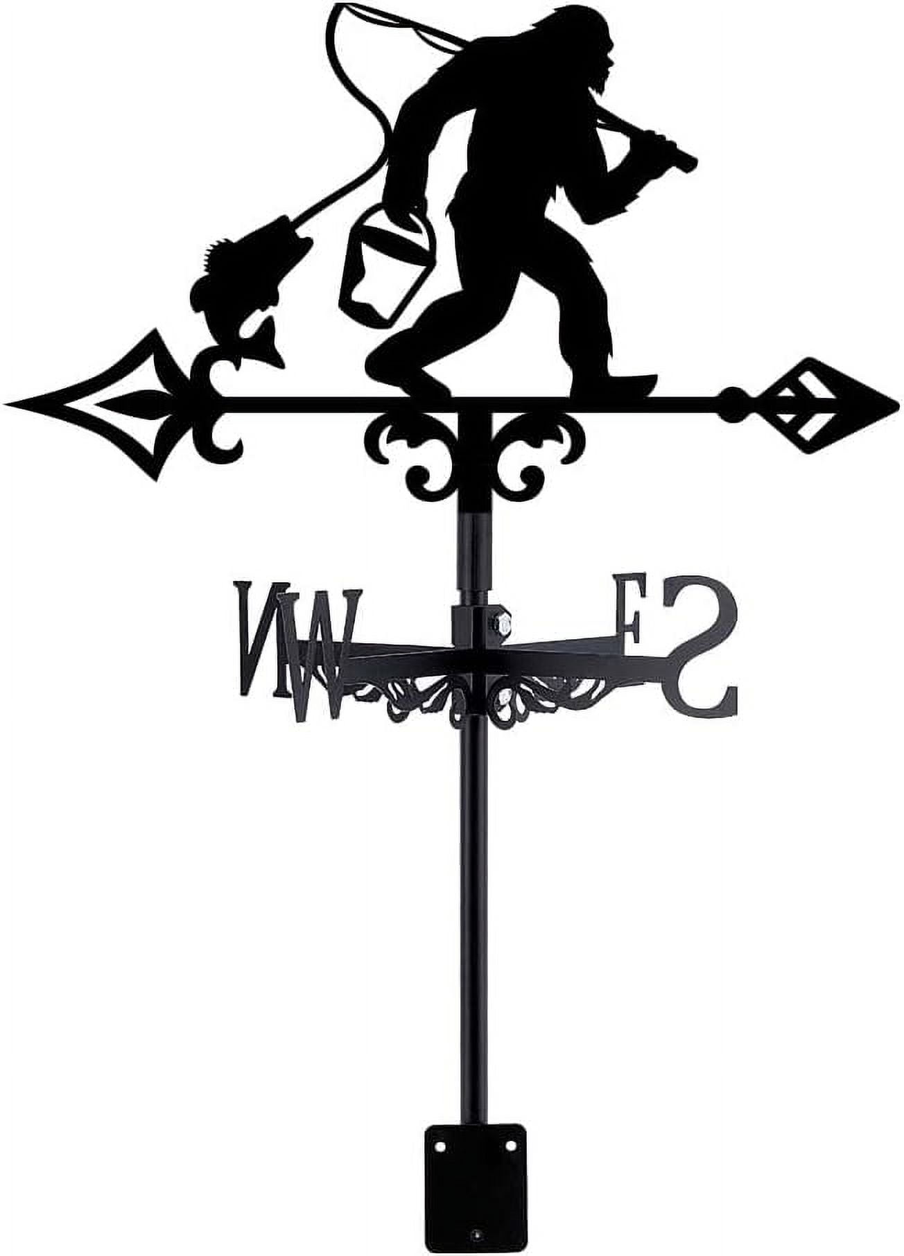 Sasquatch Iron Weather Vane Sasquatch Fishing Metal Weathervane Black ...