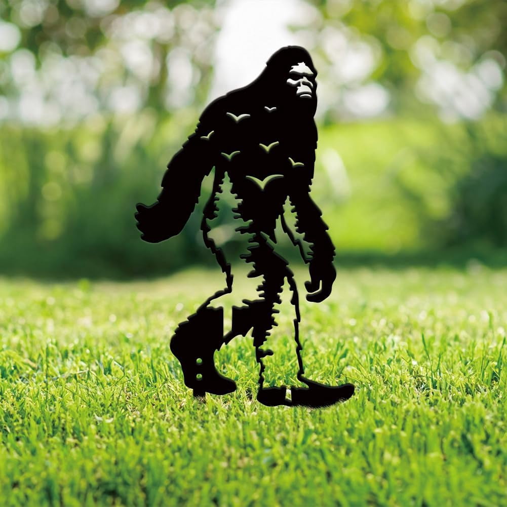 Sasquatch Metal Garden Decor Outdoor Statues Sasquatch Black Silhouette ...