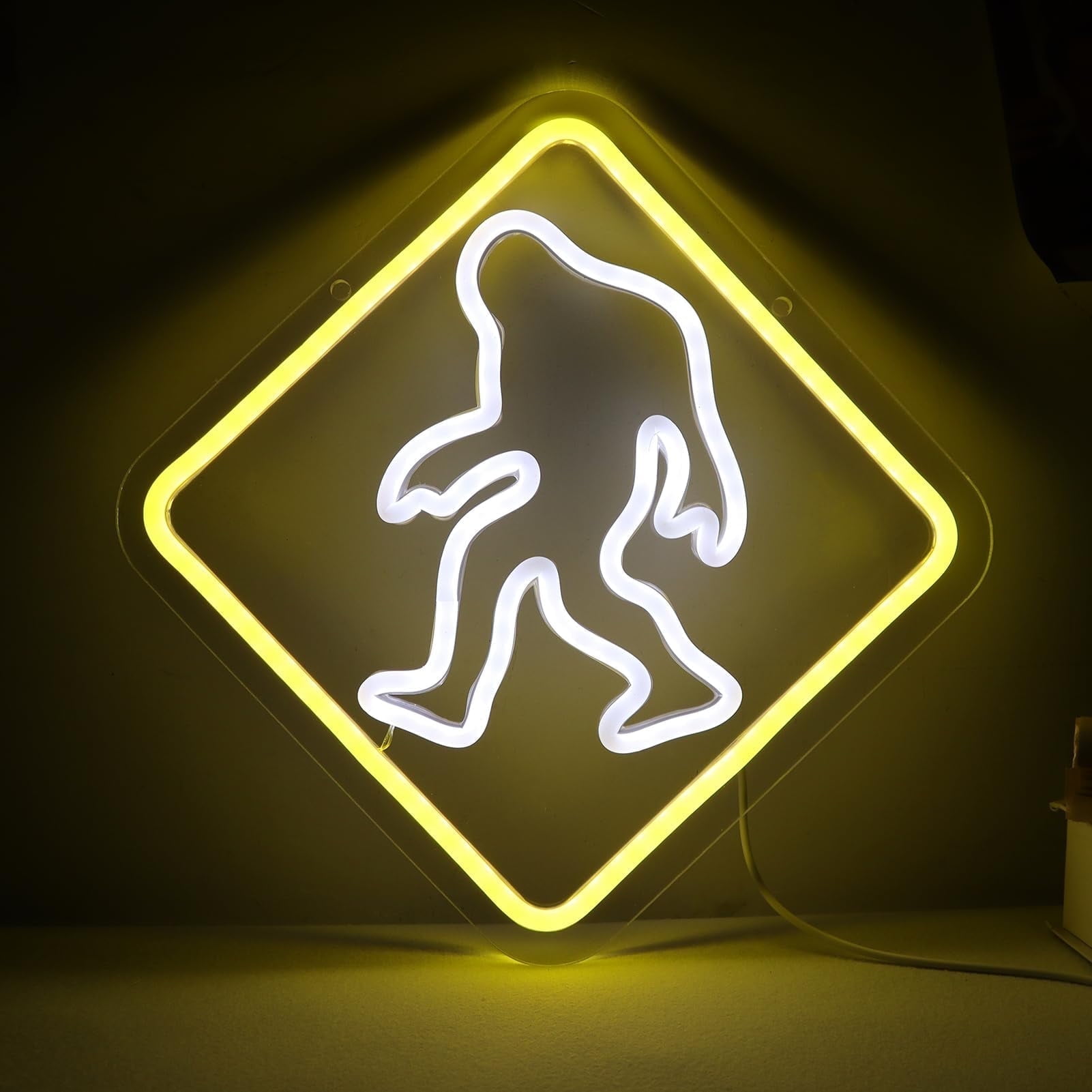 JFLLamp Sasquatch Neon Light Yellow - 12.2x12.2 inches USB-Powered Wall ...