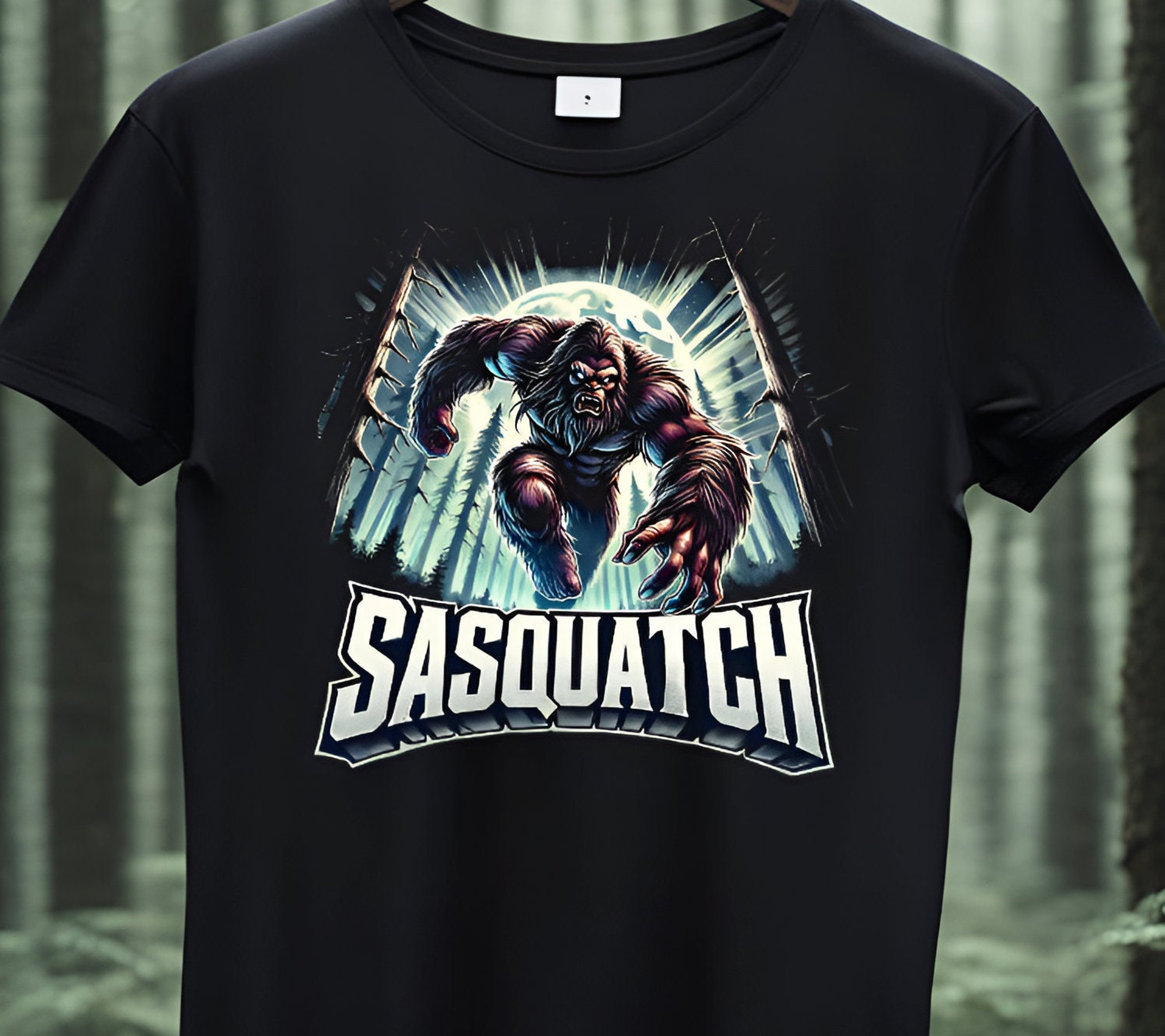 Sasquatch T-Shirt - Majestic Forest Bigfoot Design - Mysterious Cryptid ...