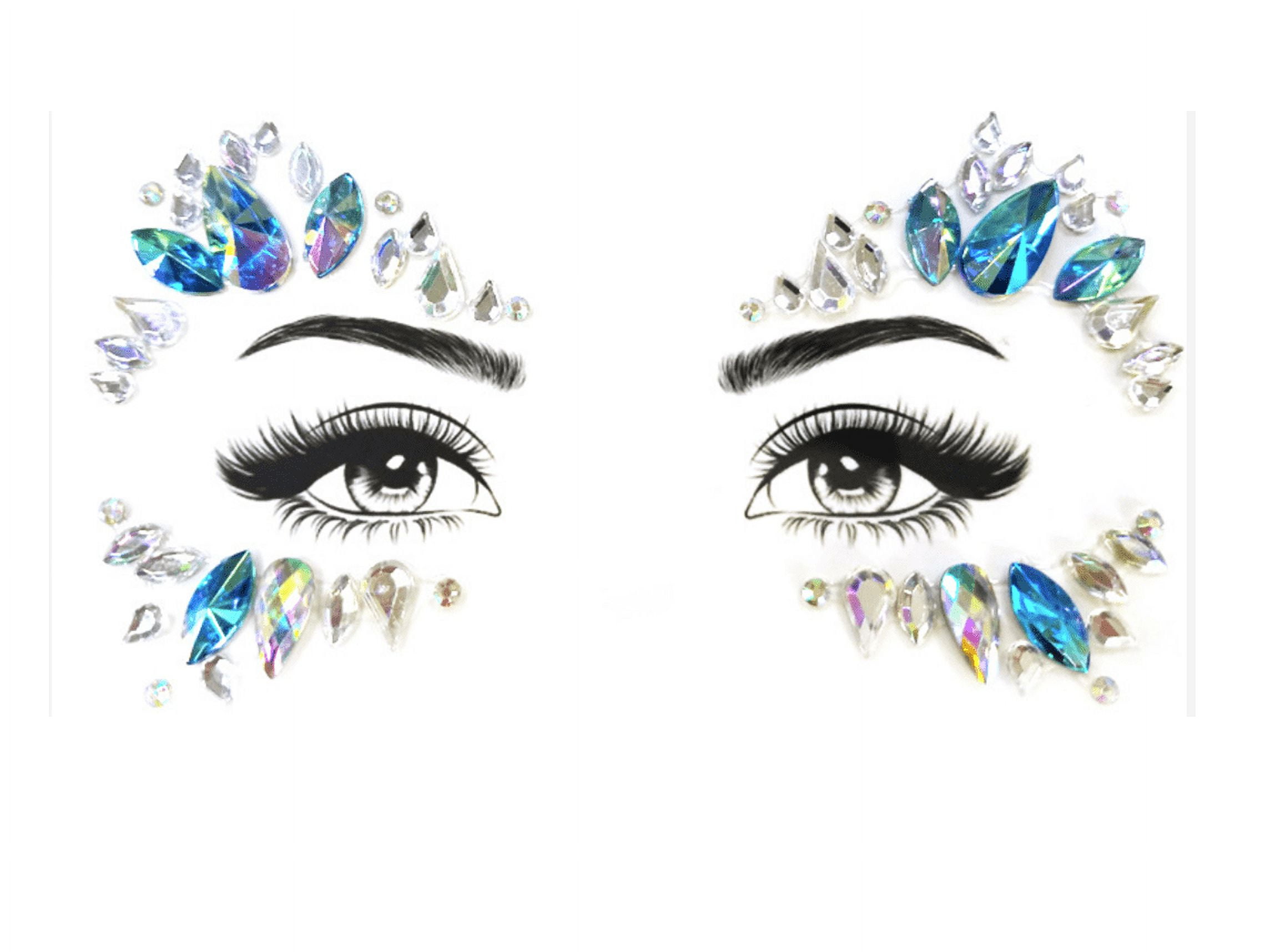 Sass Chick Blue Face & Eyes Rhinestone Body Stickers - Gems & Crystals ...
