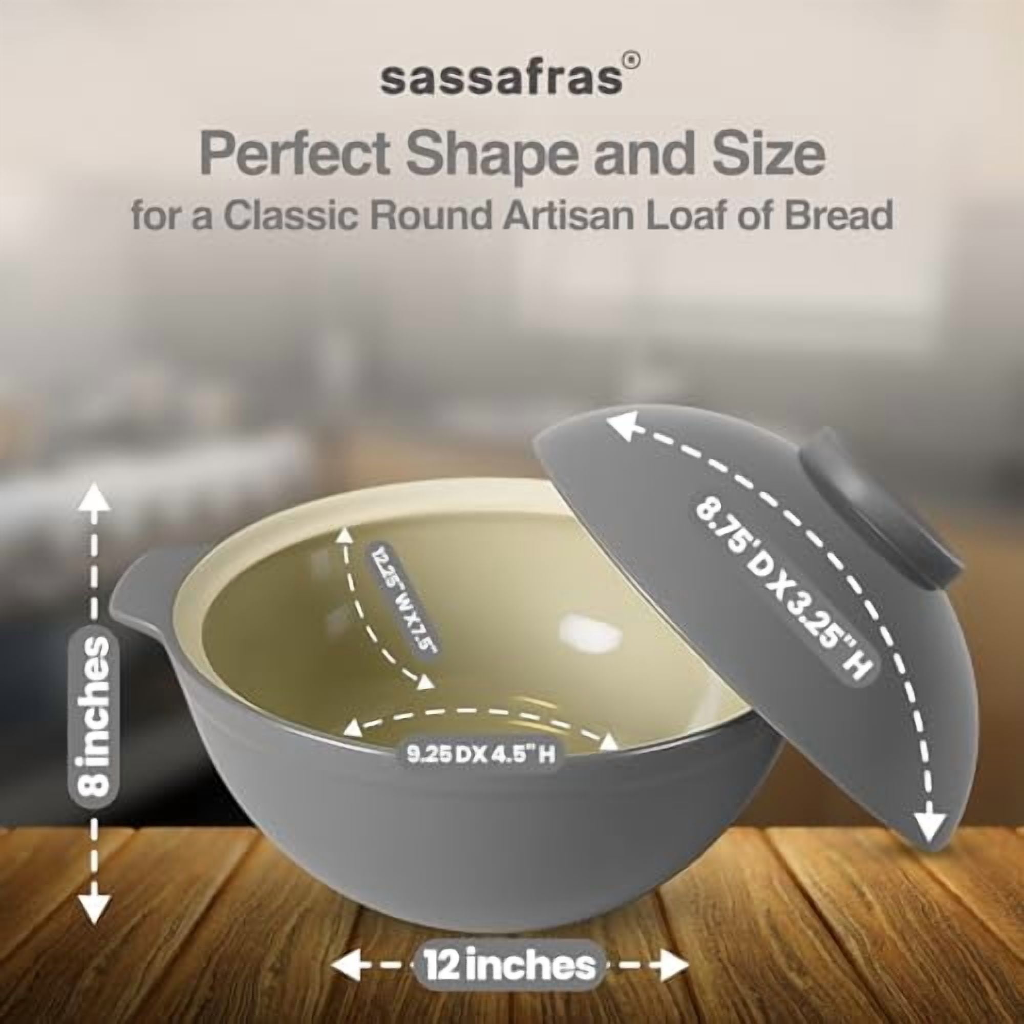 Sassafras Superstone Bread Dome 12" Dutch Oven pot with Lid - Grey ...
