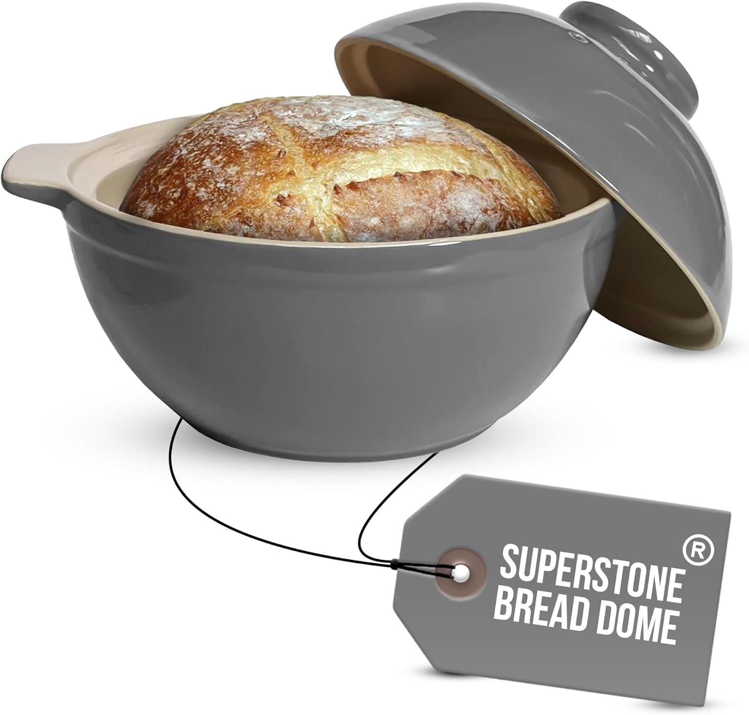 Sassafras Superstone Bread Dome 12" Dutch Oven pot with Lid - Grey ...