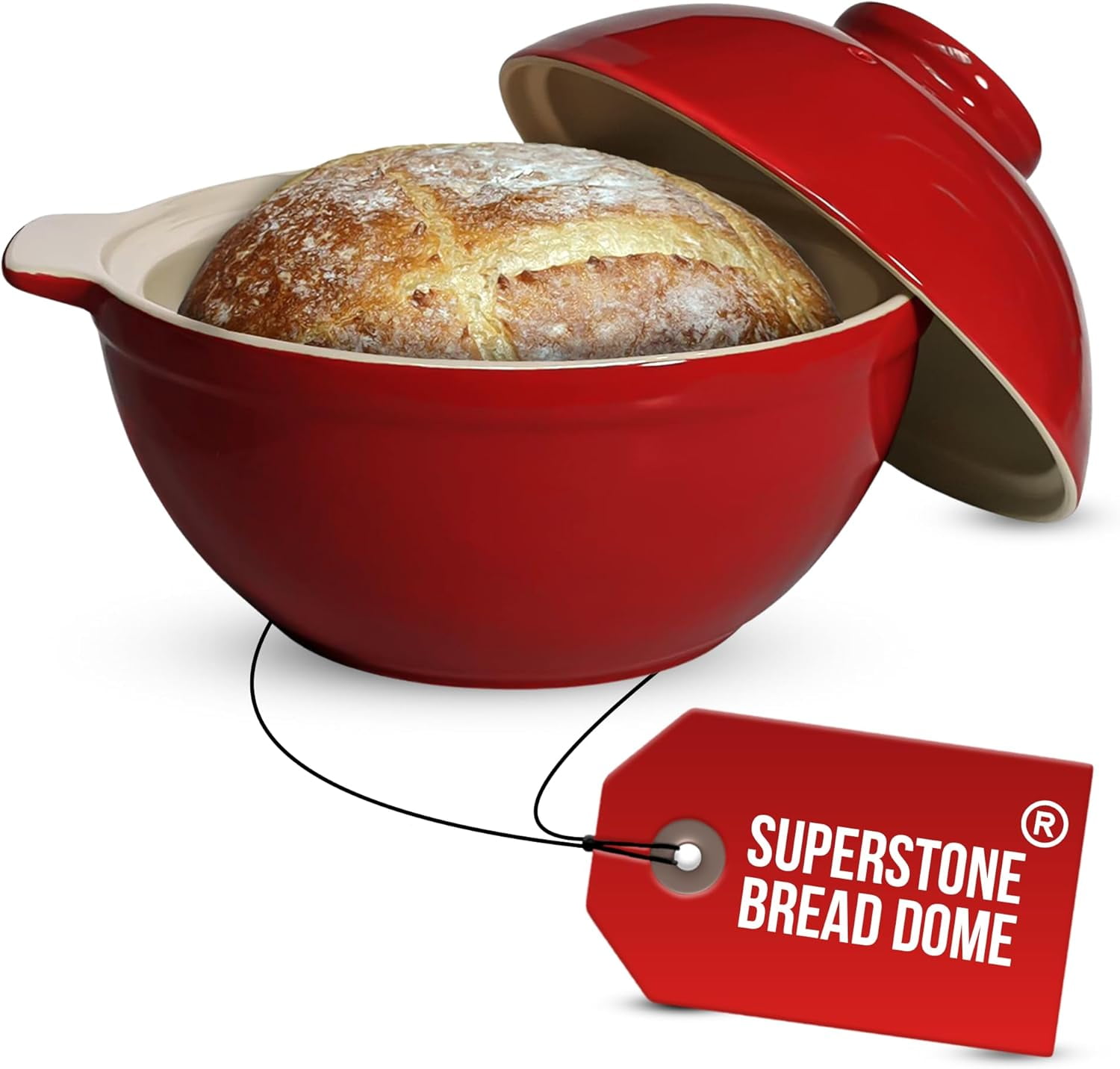 Sassafras Superstone Bread Dome 12" Dutch Oven pot with Lid - Red ...