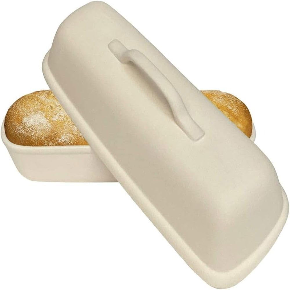 Sassafras Superstone® Covered Bread Baker with Lid - Bisque Glazed ...