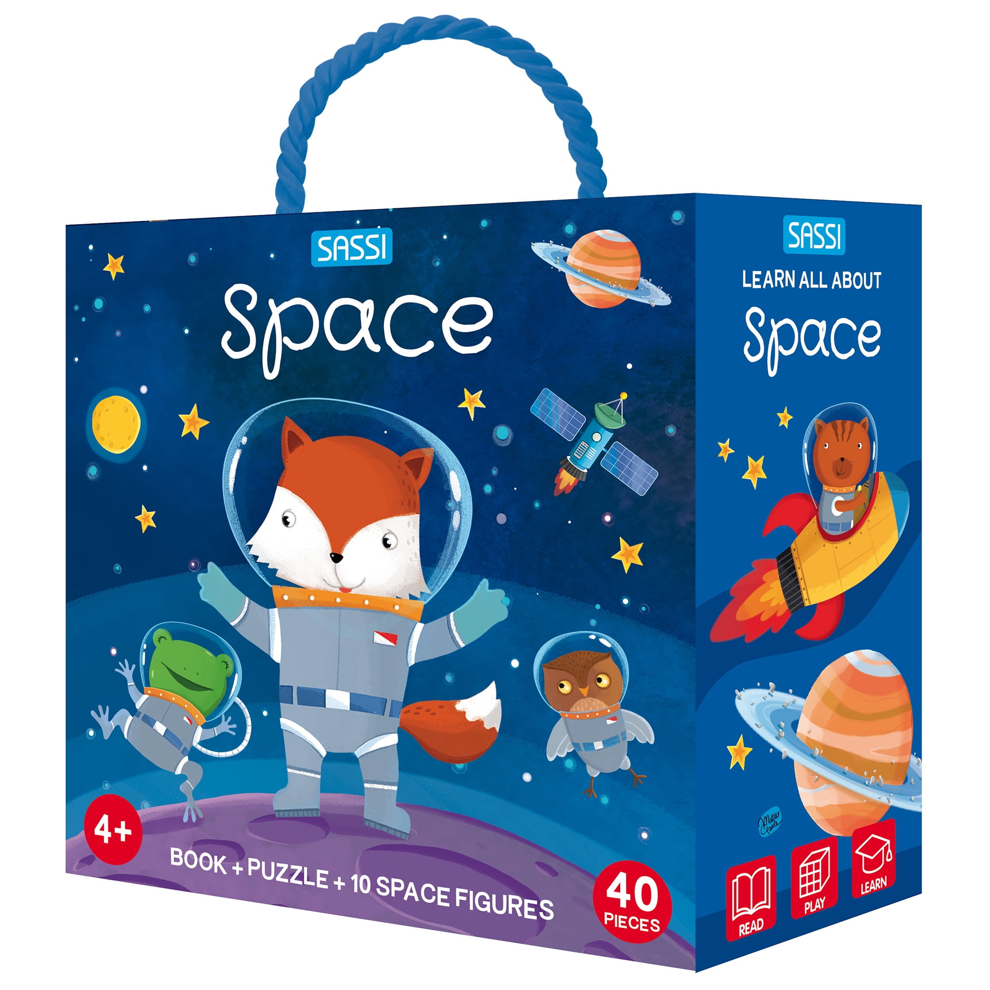 Sassi: Q-Box - Space - Read-Play-Learn Galaxy Set, 40pc Puzzle, Booklet ...