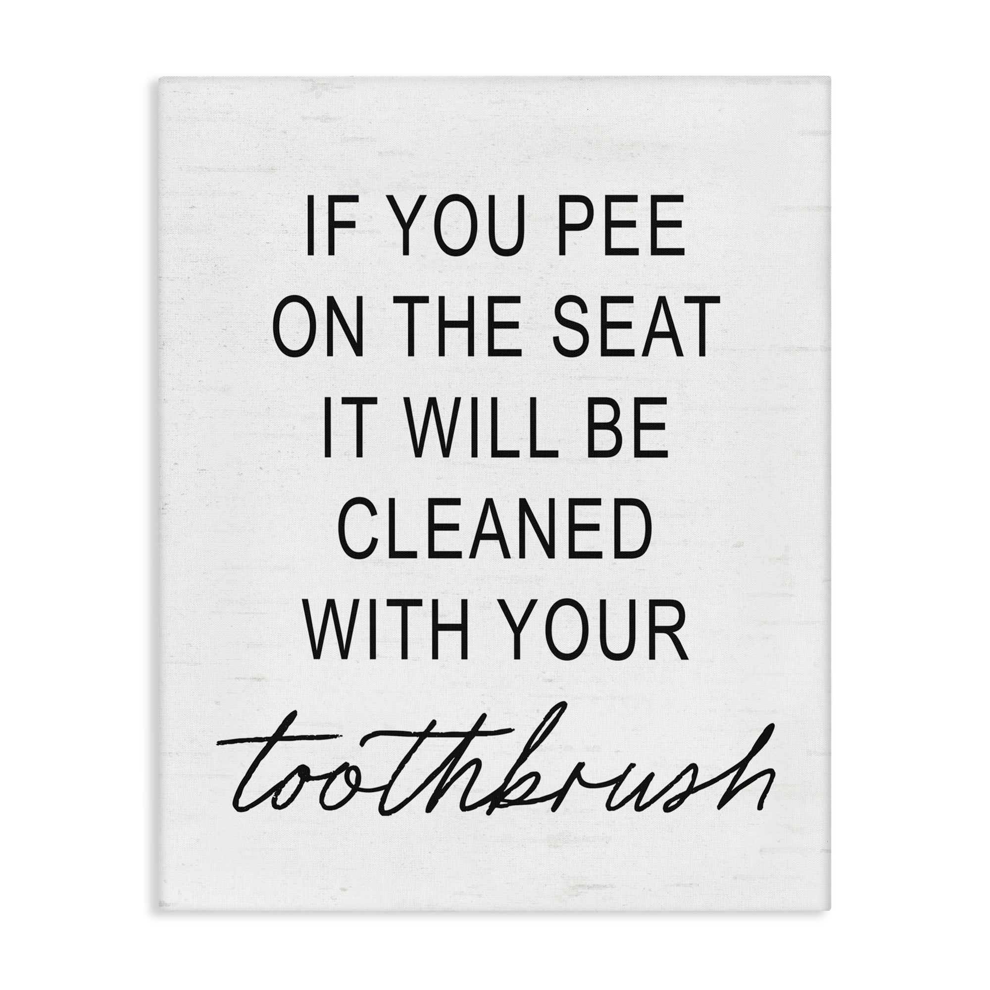 Sassy Clean With Toothbrush Warning Canvas Wall Art, design by Lettered ...