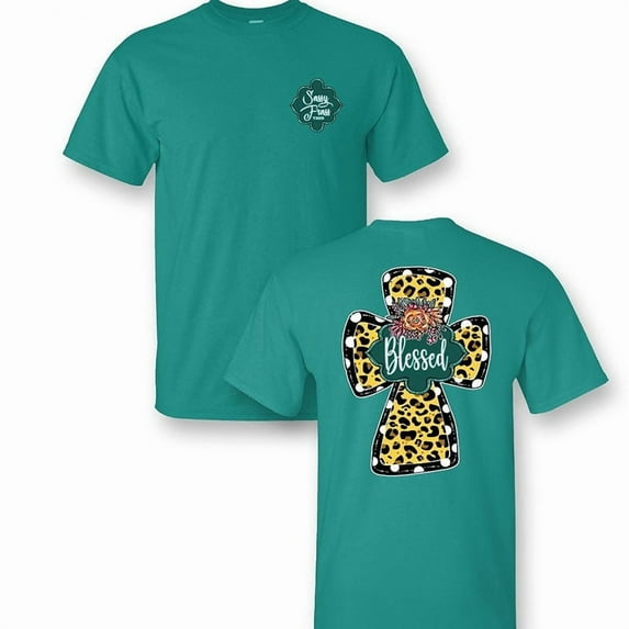 Sassy Frass Blessed Leopard Cross Faith T-Shirt - Walmart.com