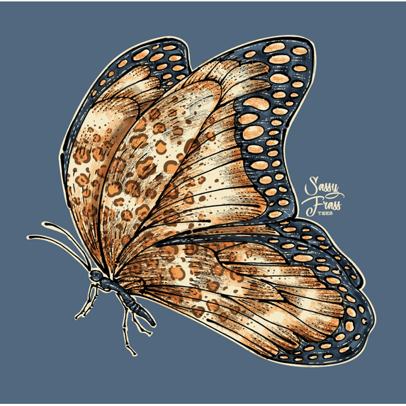 Sassy Frass Leopard Butterfly V-Neck Canvas T-Shirt - Walmart.com