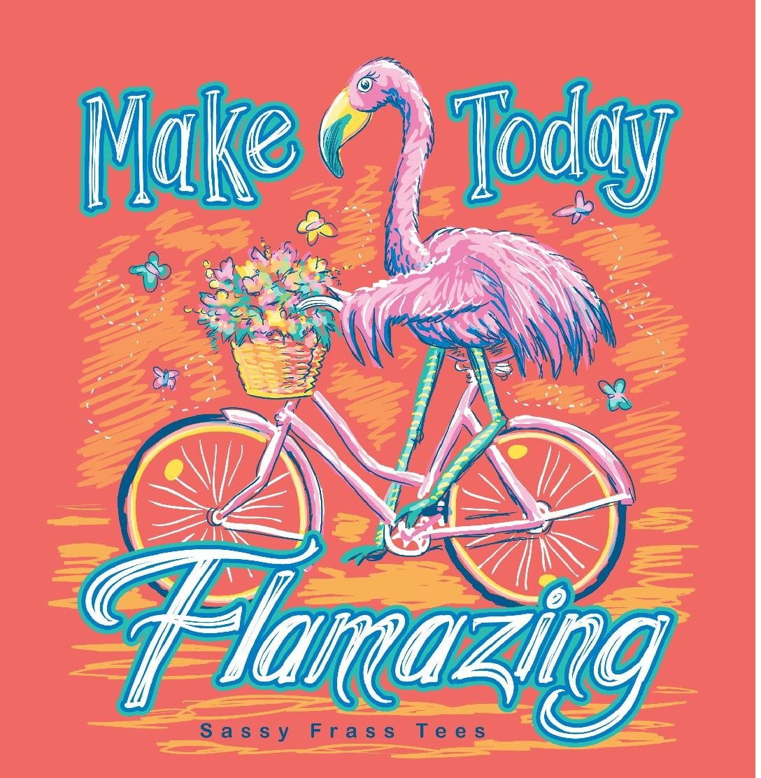 Sassy Frass Make Today Flamazing Flamingo Bike Bright Girlie T Shirt ...