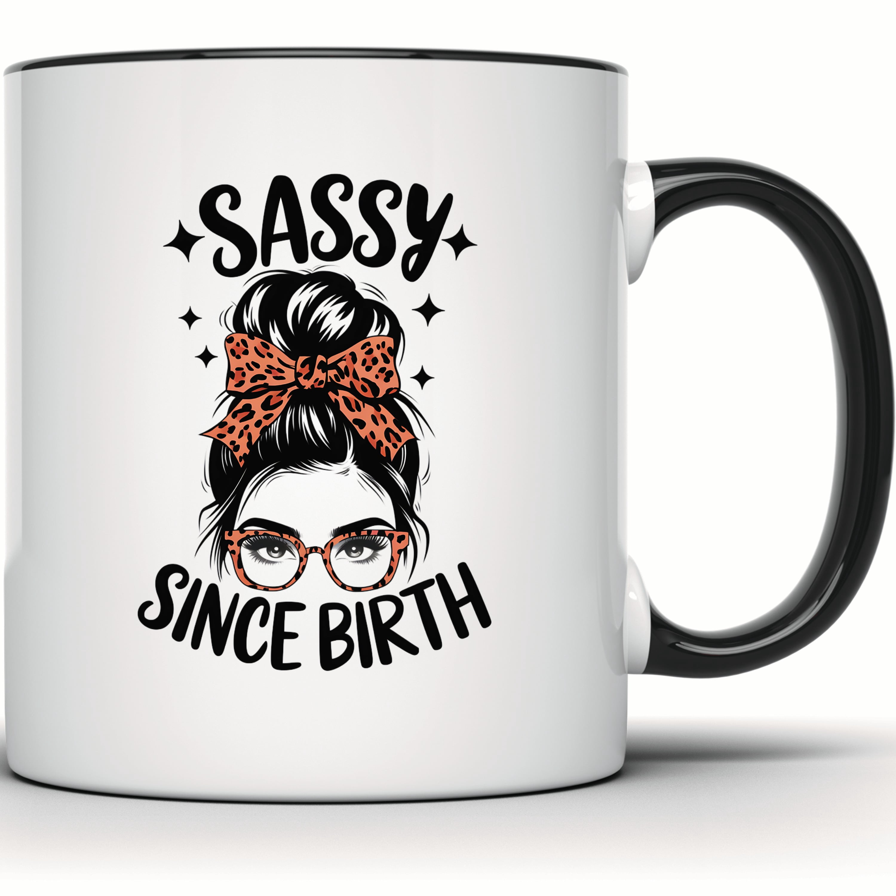 Sassy Since Birth Messy Bun Mug - Leopard Cheetah Print Coffee Mug ...