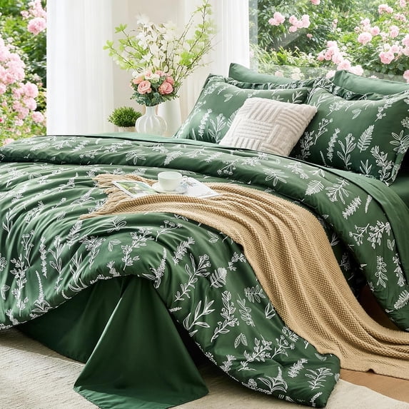 Sasttie Queen Comforter Set 7 Pieces, Sage Green Bed in a Bag Queen ...