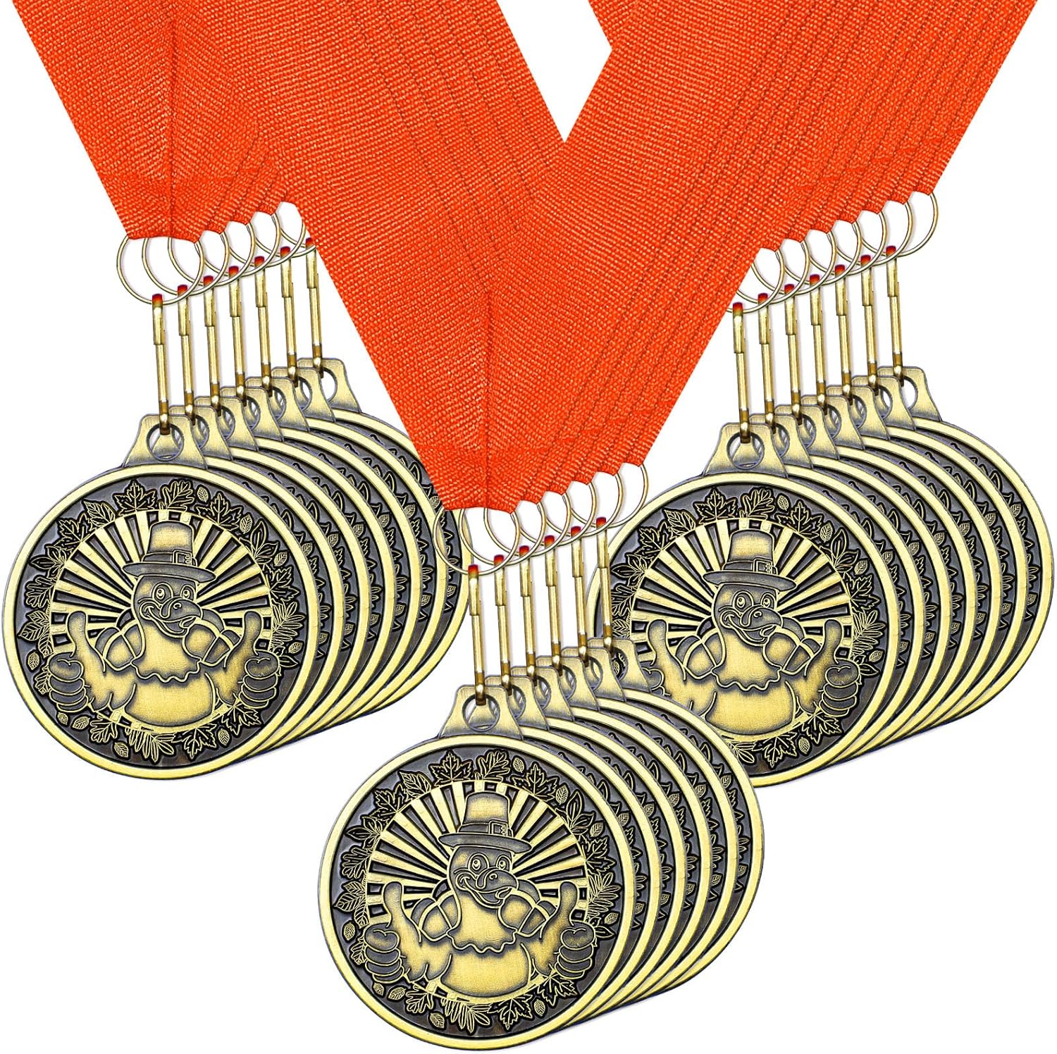 Sasylvia Thanksgiving Turkey Gold Medals 2'' Metal Colorful Turkey Trot ...