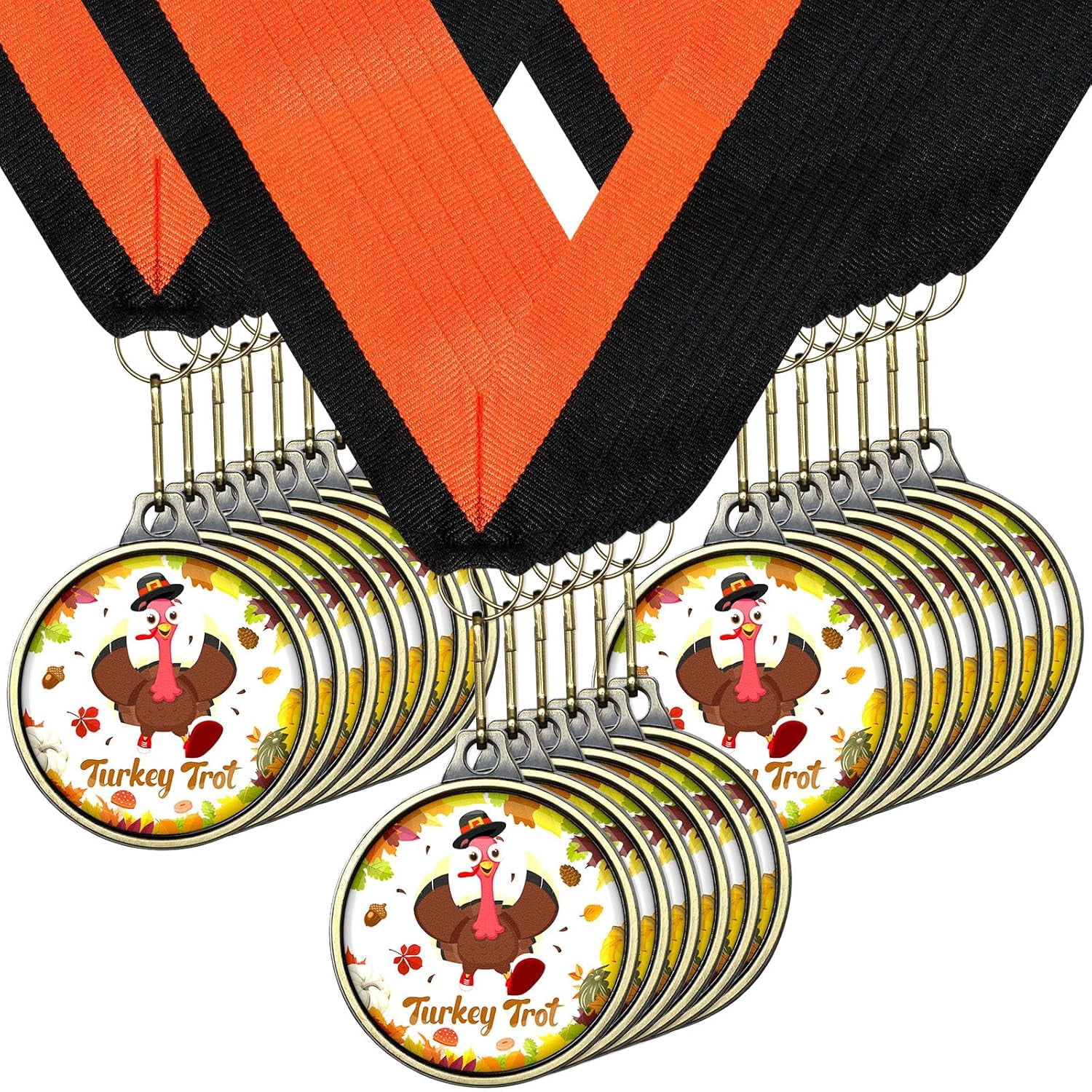 Sasylvia Thanksgiving Turkey Gold Medals 2'' Metal Colorful Turkey Trot ...