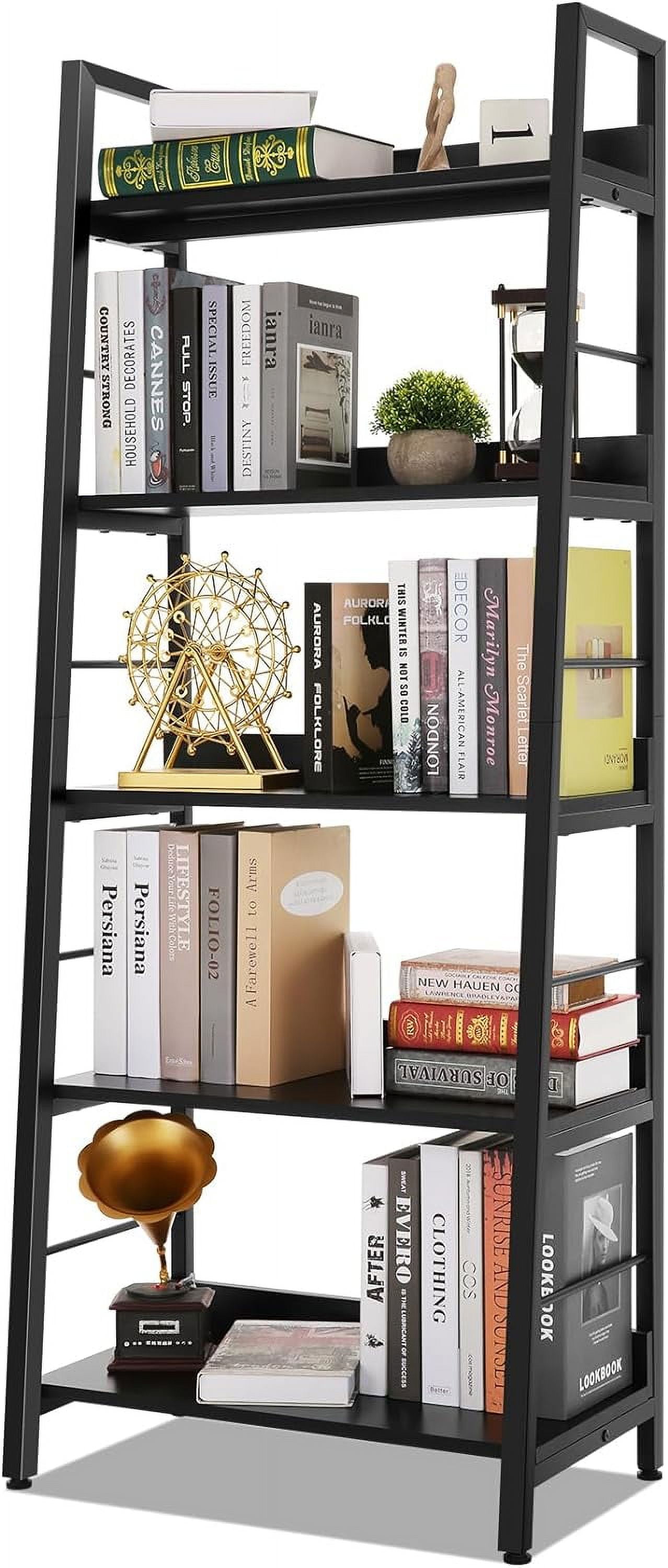 Sasyxdc Ladder Bookshelf 5 Shelf Bookcase Bookshelf Wood and Metal ...