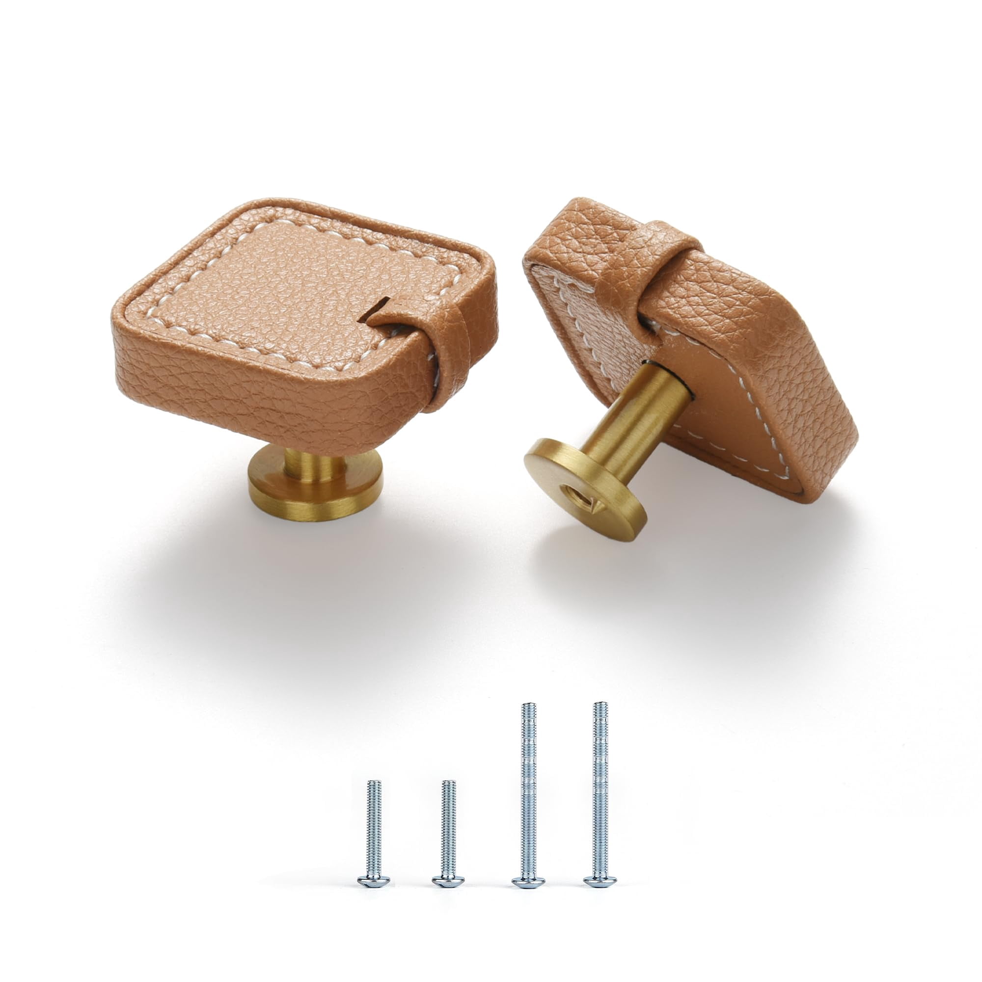 Satanga Kitchen Leather Cabinet Drawer Dresser Knobs Pack 10 Khaki ...