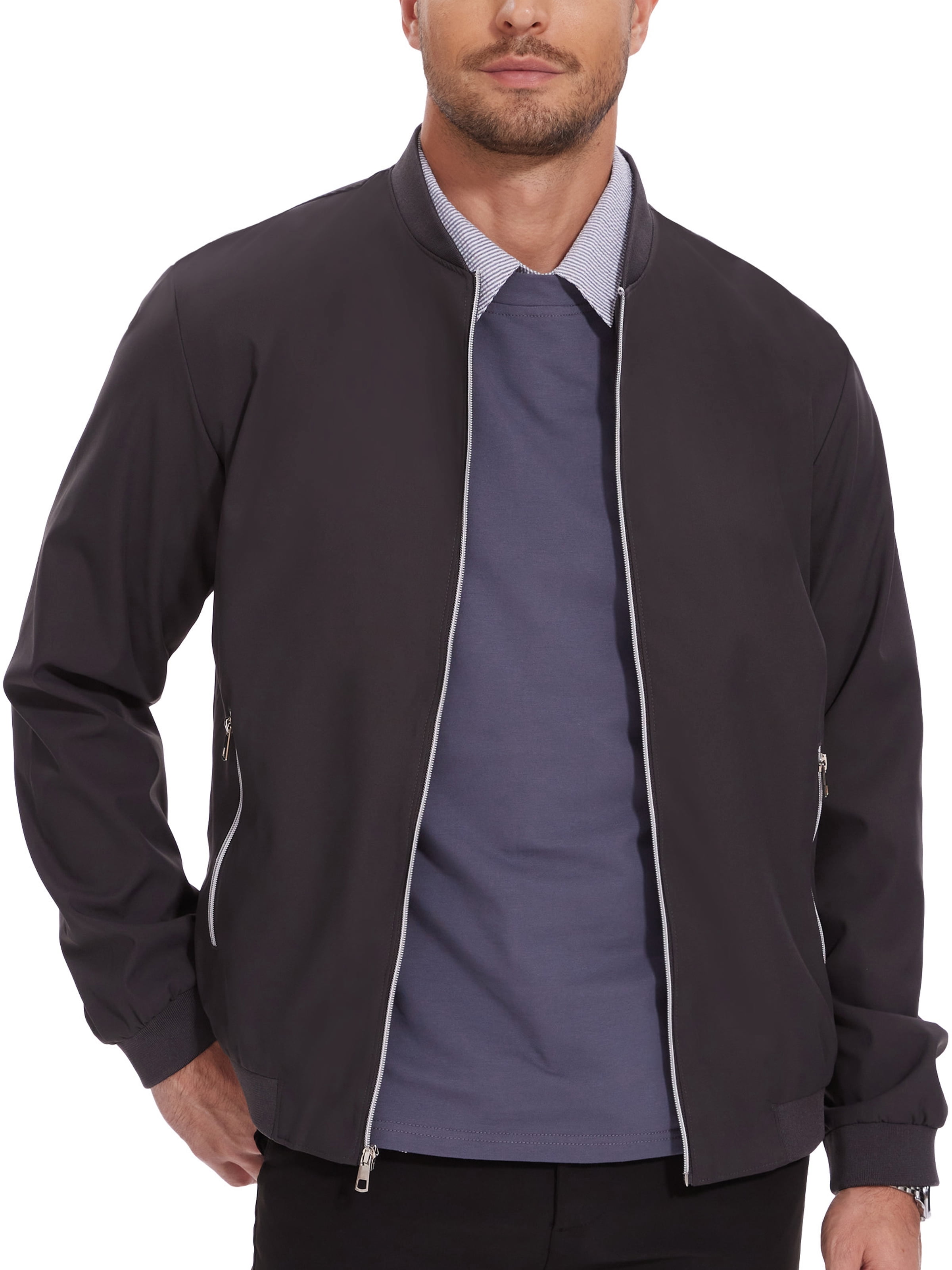 Satankud Men's Bomber Jacket Lightweight Casual Flight Windbreaker Zip ...