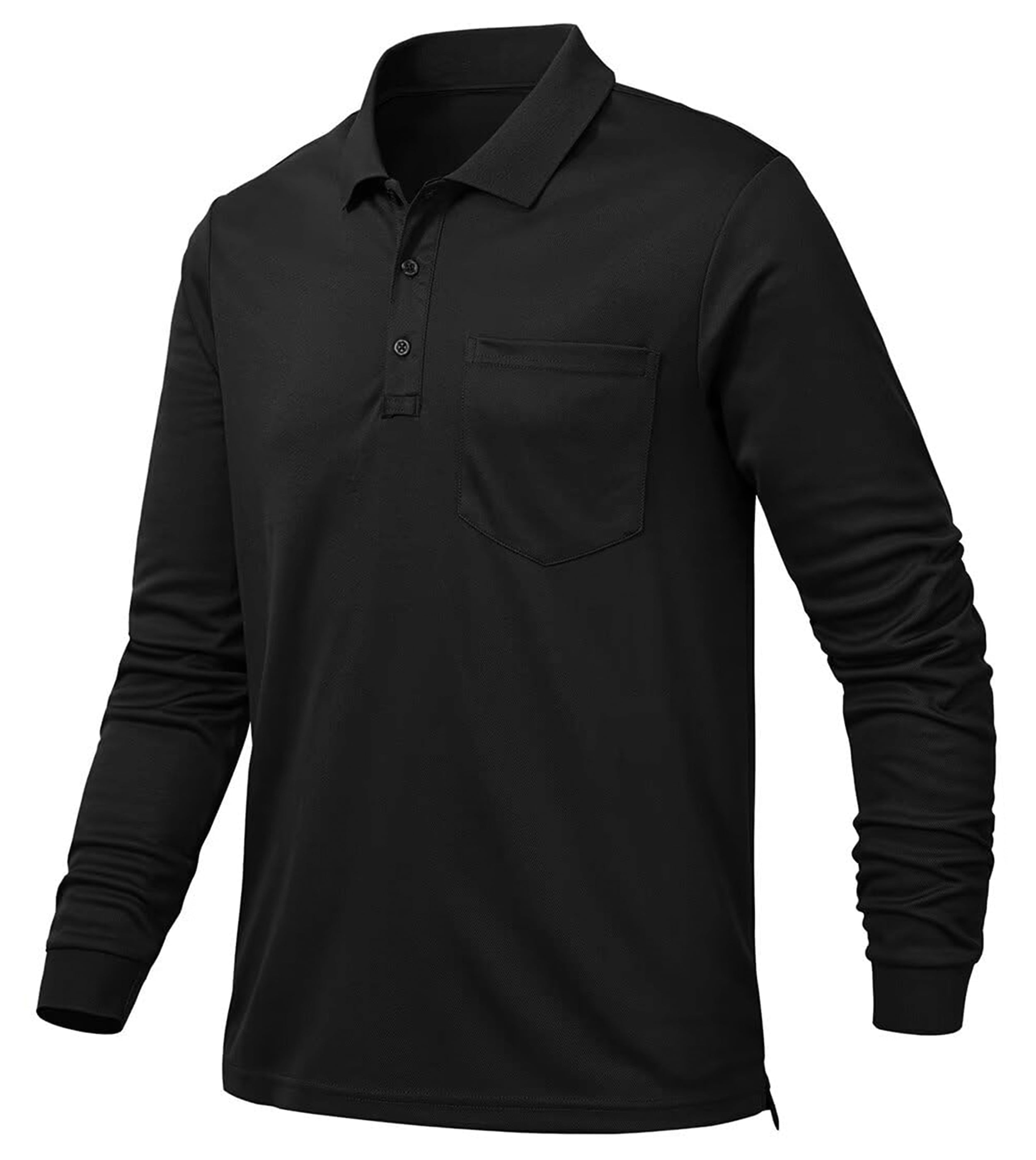 Satankud Mens Golf Shirt Long Sleeve 3 Button Moisture Wicking Dry Fit ...