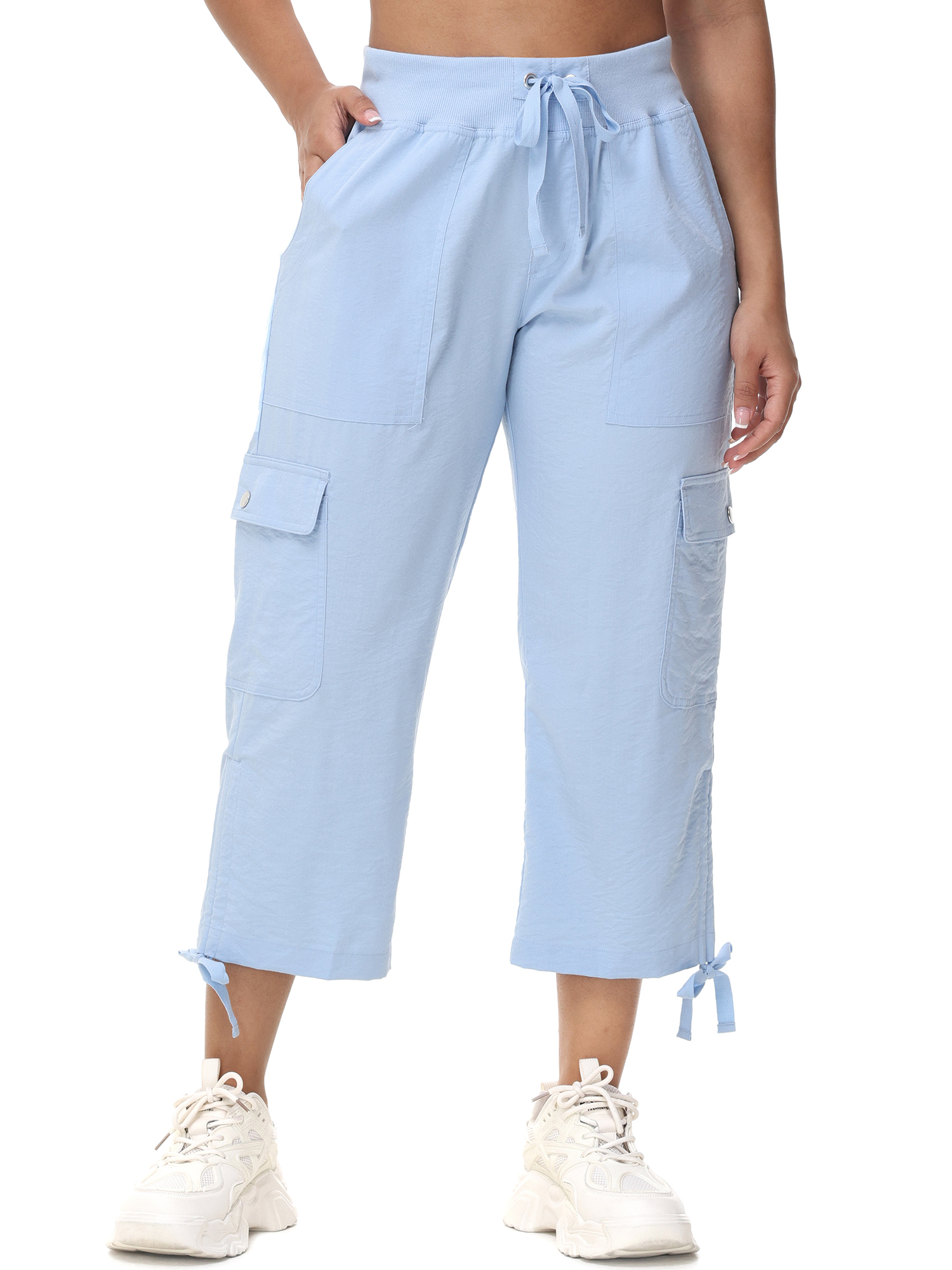 Dyegold Capri Cargo Pants For Women High Waist Casual Loose Fit Work