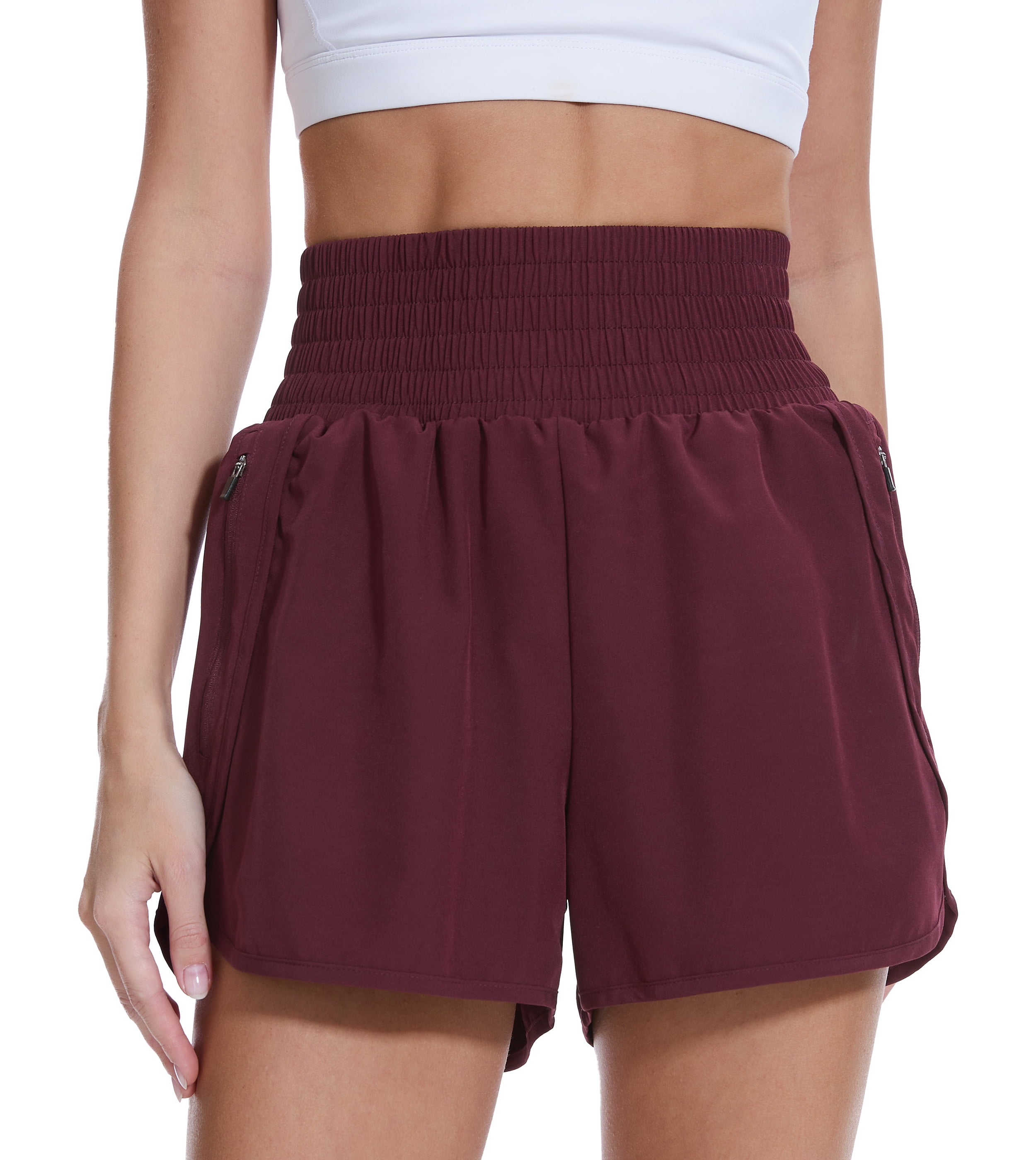 Satankud Women's High Waisted Running Shorts Mesh Liner Quick Dry ...
