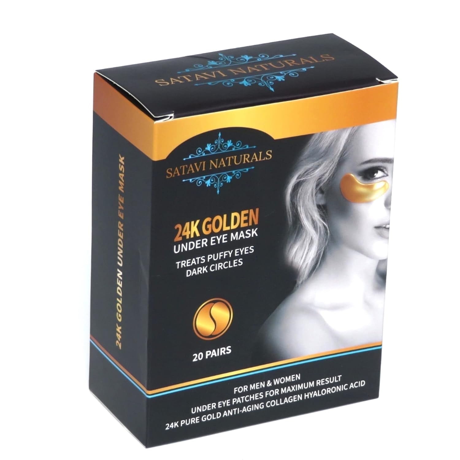 Satavi Naturals 24K Gold Under Eye Mask Patches for Dark Circles ...