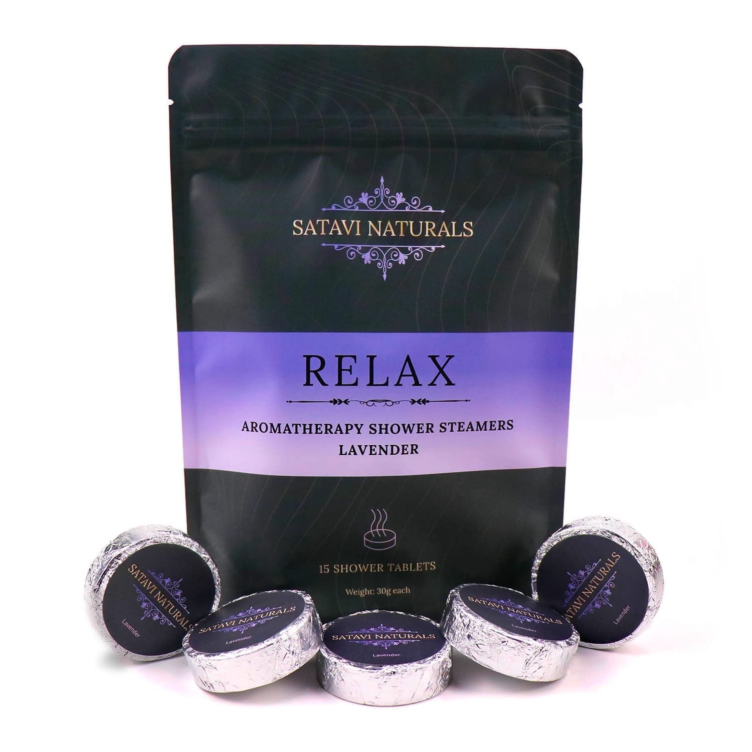 Satavi Naturals Aromatherapy Shower Steamers (15-Pack) Relax - Lavender ...