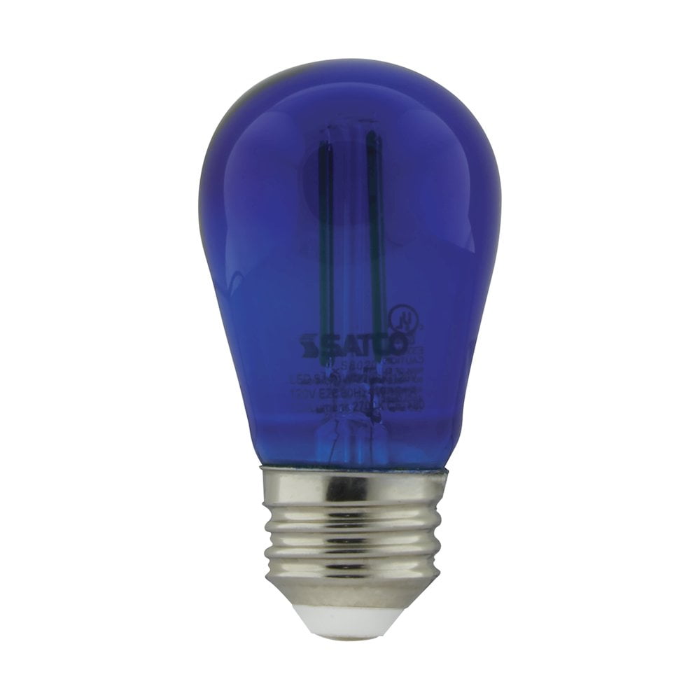 Satco 1 Watt - S14 LED Filament - Blue Transparent Glass Bulb - E26 ...
