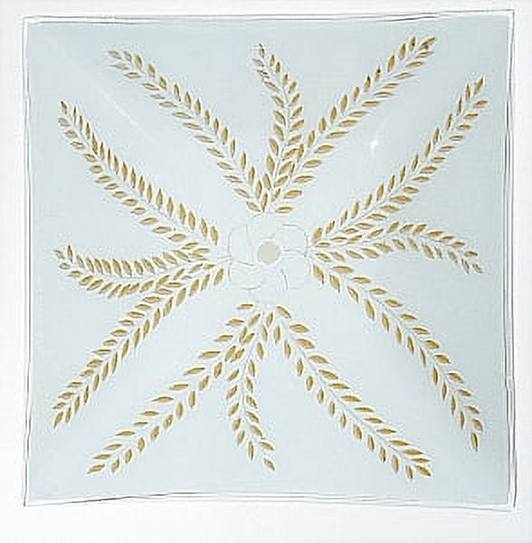 Satco 13in Square Glass Lamp Shade White And Gold Scroll Pattern ...