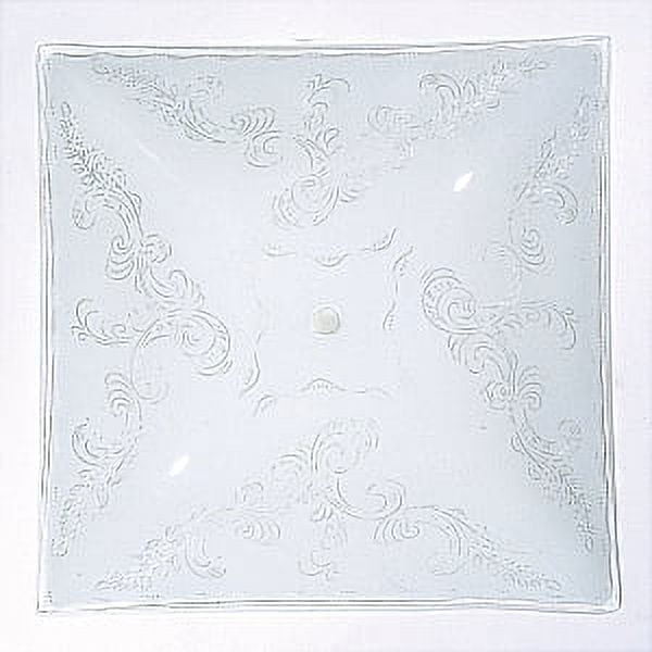 Satco 14in Square Glass Lamp Shade White Clear Floral Pattern - Walmart.com