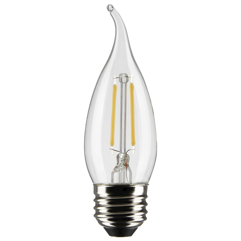 Satco 3 Watt CA10 LED - Clear - Medium Base - 2700K - 250 Lumens - 120 ...