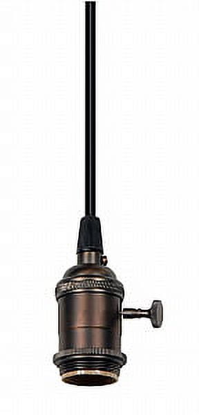 Satco Cast Brass On/Off Socket with SVT Black Wire Dark Antique Brass ...