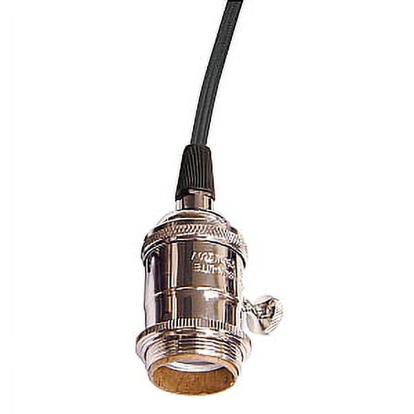 Satco Cast Brass Polished Nickel On/Off Socket with Rayon Black Wire ...
