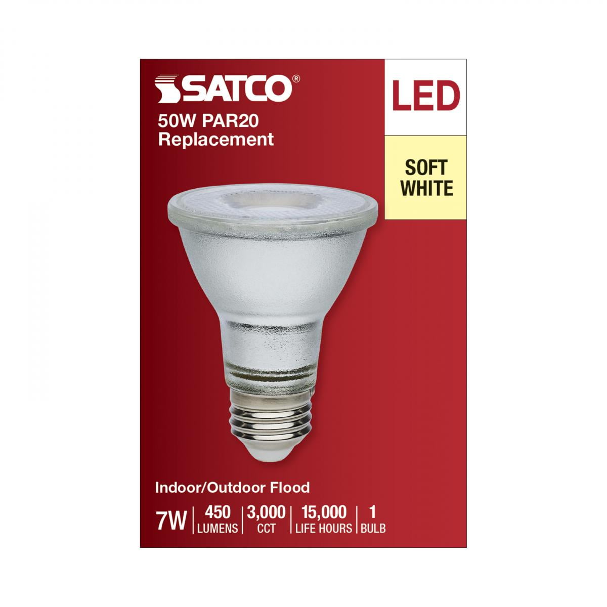 Satco S11494 PAR20 LED Reflector Light Bulbs 7W 3000K E26 Medium Base (12 Pack) - Walmart.com