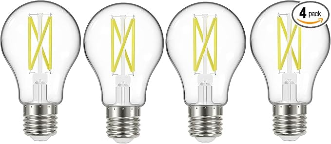 Satco S12437 A19 LED 4-Bulb Value Pack, 75W Replacement, 3000K, Clear ...